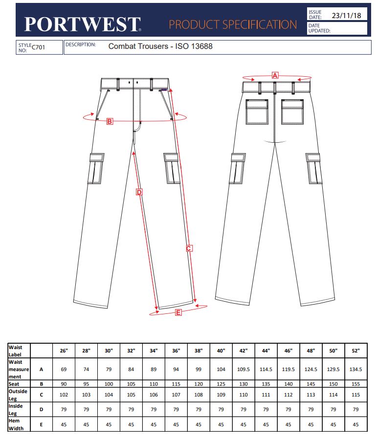 Portwest C701 Cargo Pants - Dark Navy | Full Source
