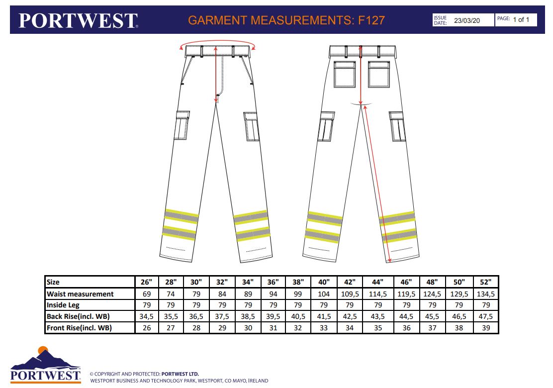 Portwest F127 Iona Xtra Work Pants | Full Source