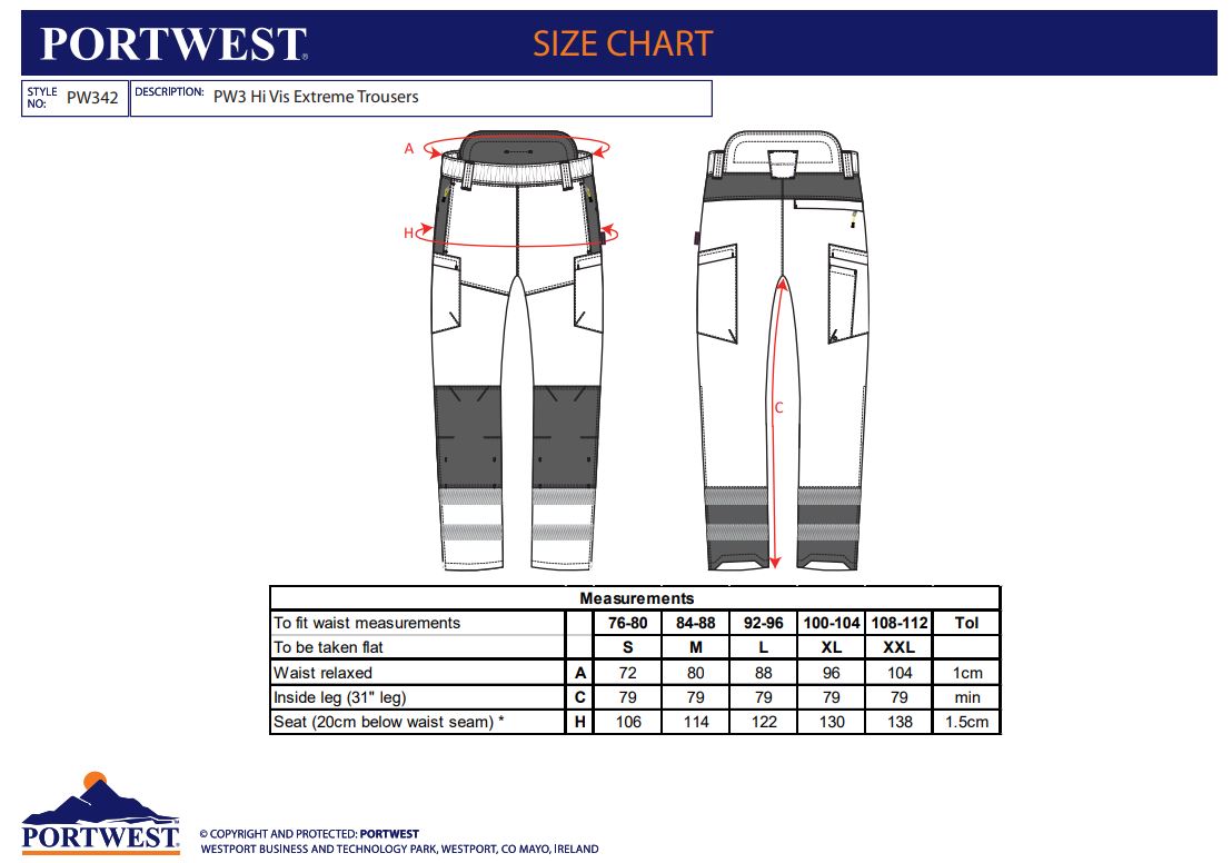 Portwest PW342 PW3 Hi-Vis Extreme Rain Pants - Yellow/Black | Full Source