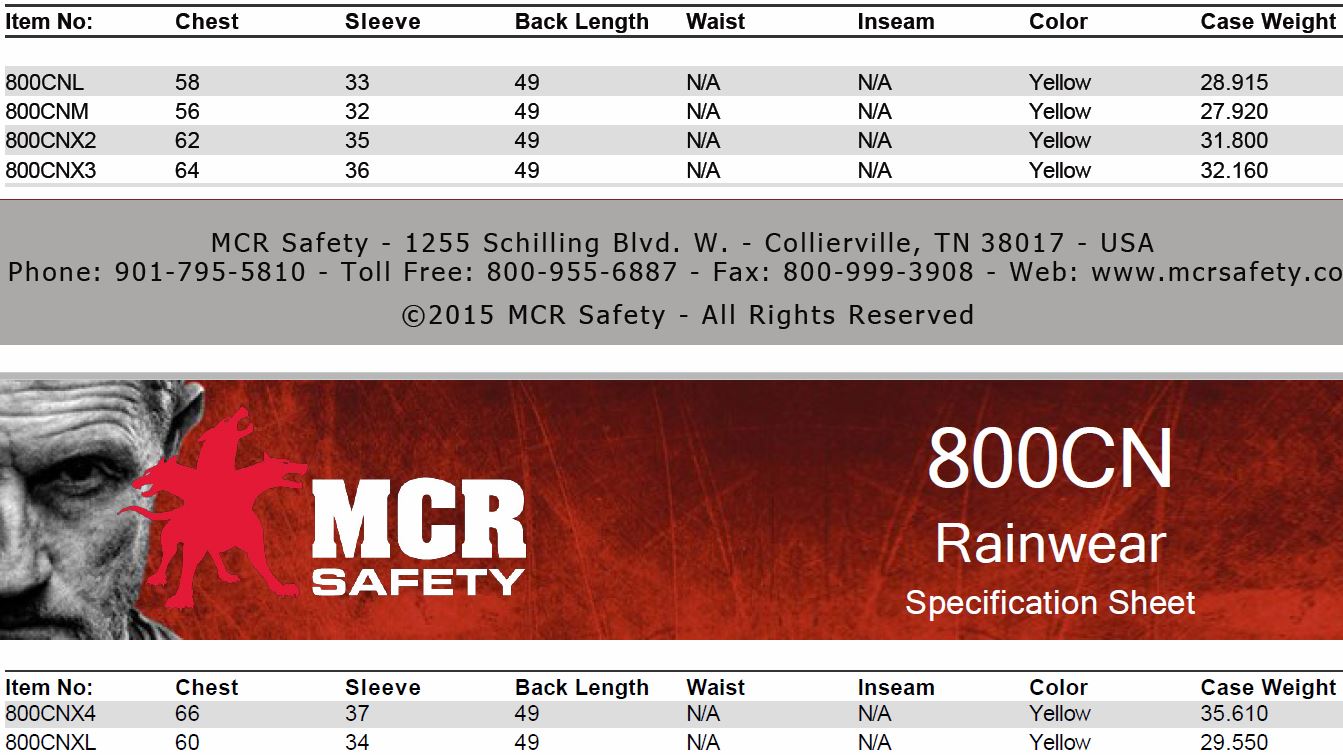 MCR Safety 800CN Concord Limited Flammability 49" Raincoat - 0.35mm ...