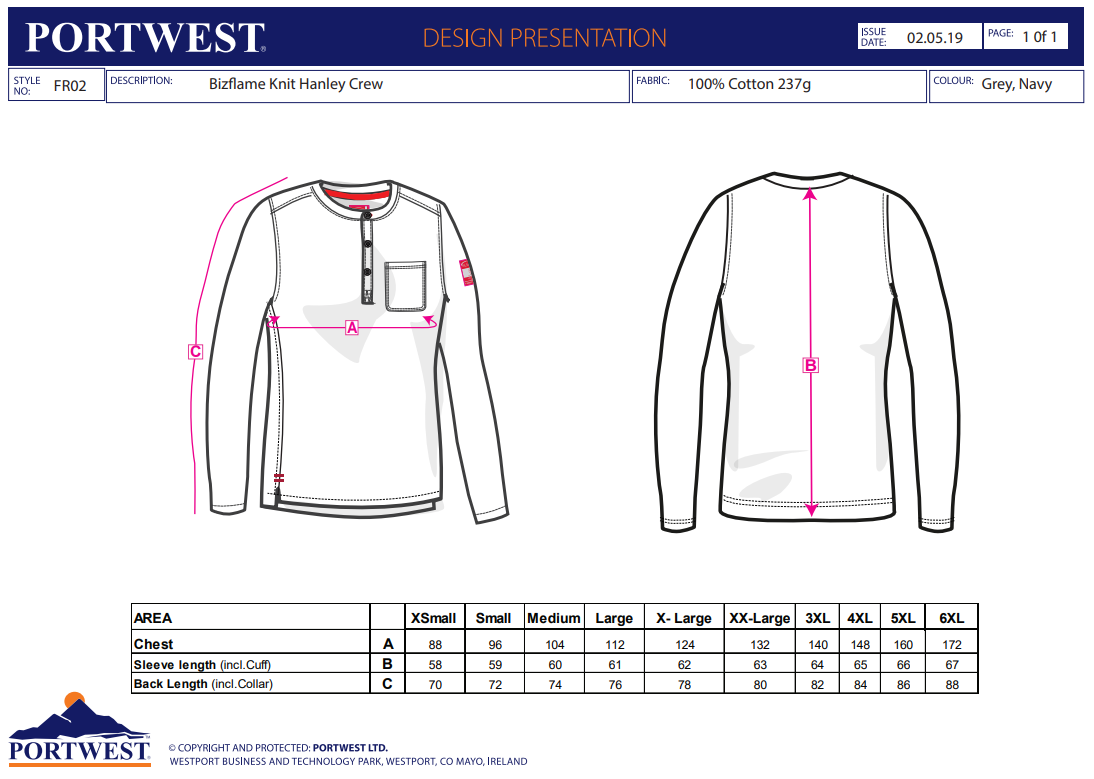 Portwest FR02 Bizflame FR Henley - Khaki | Full Source