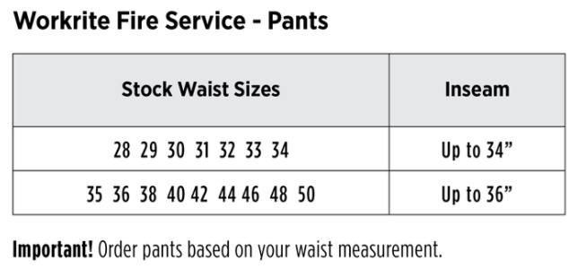 Workrite Fire Service FP52 Men's Classic Full Cut Firefighter Pants ...