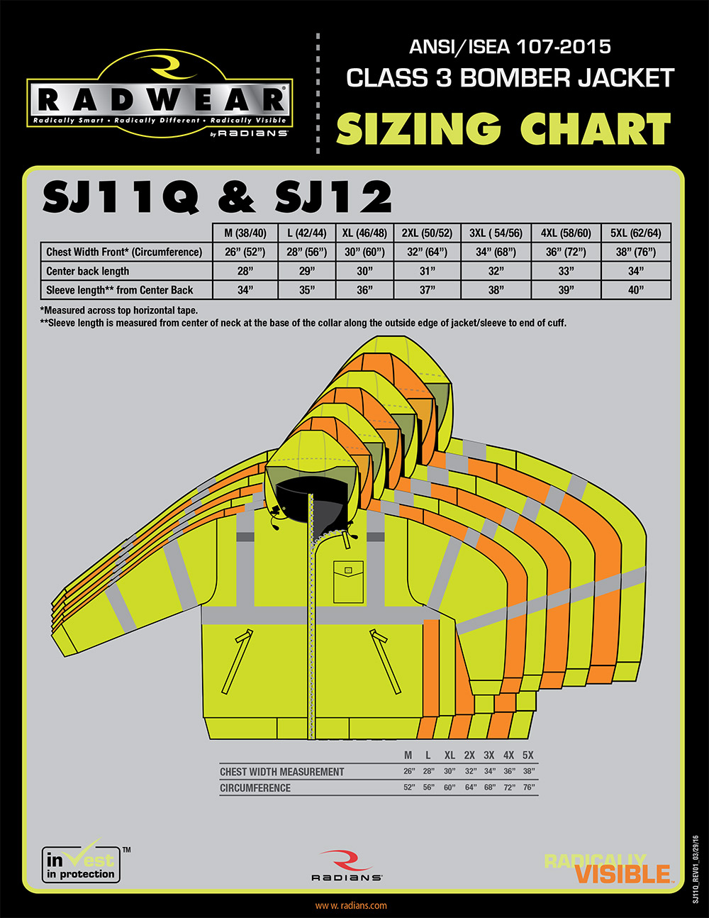 Radians SJ11QB-3ZGS Type R Class 3 Weatherproof Bomber Jacket with ...