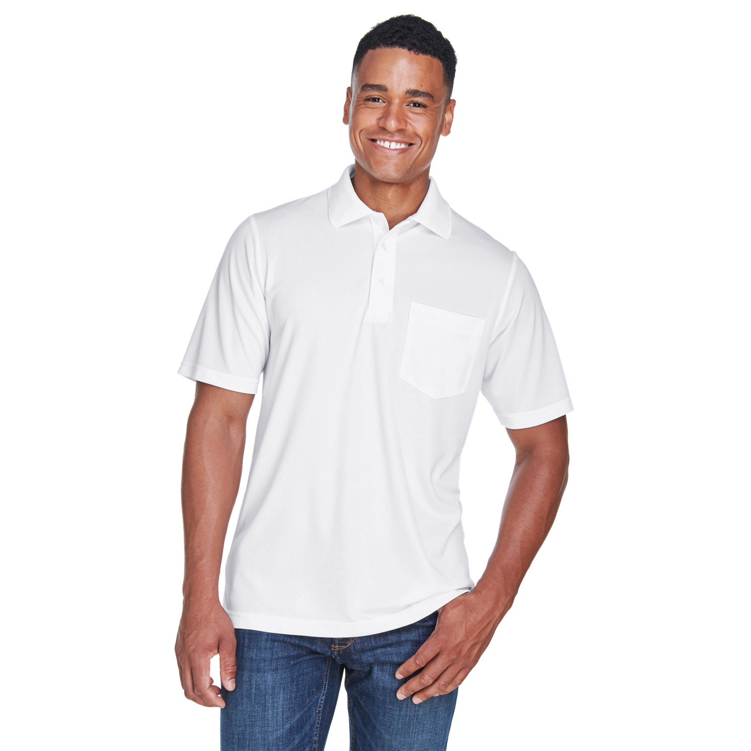 Core 365 88181P Men's Origin Performance Pique Polo with Pocket - White ...