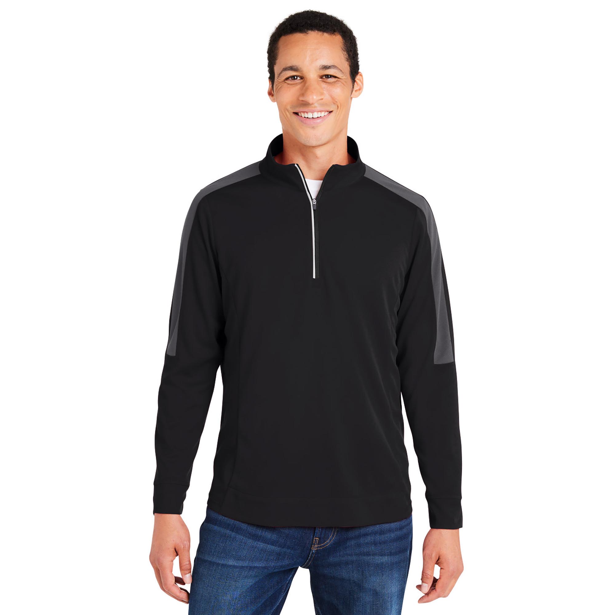 Core 365 CE404 Market Snag Protect Mesh Colorblock Quarter-Zip - Black ...