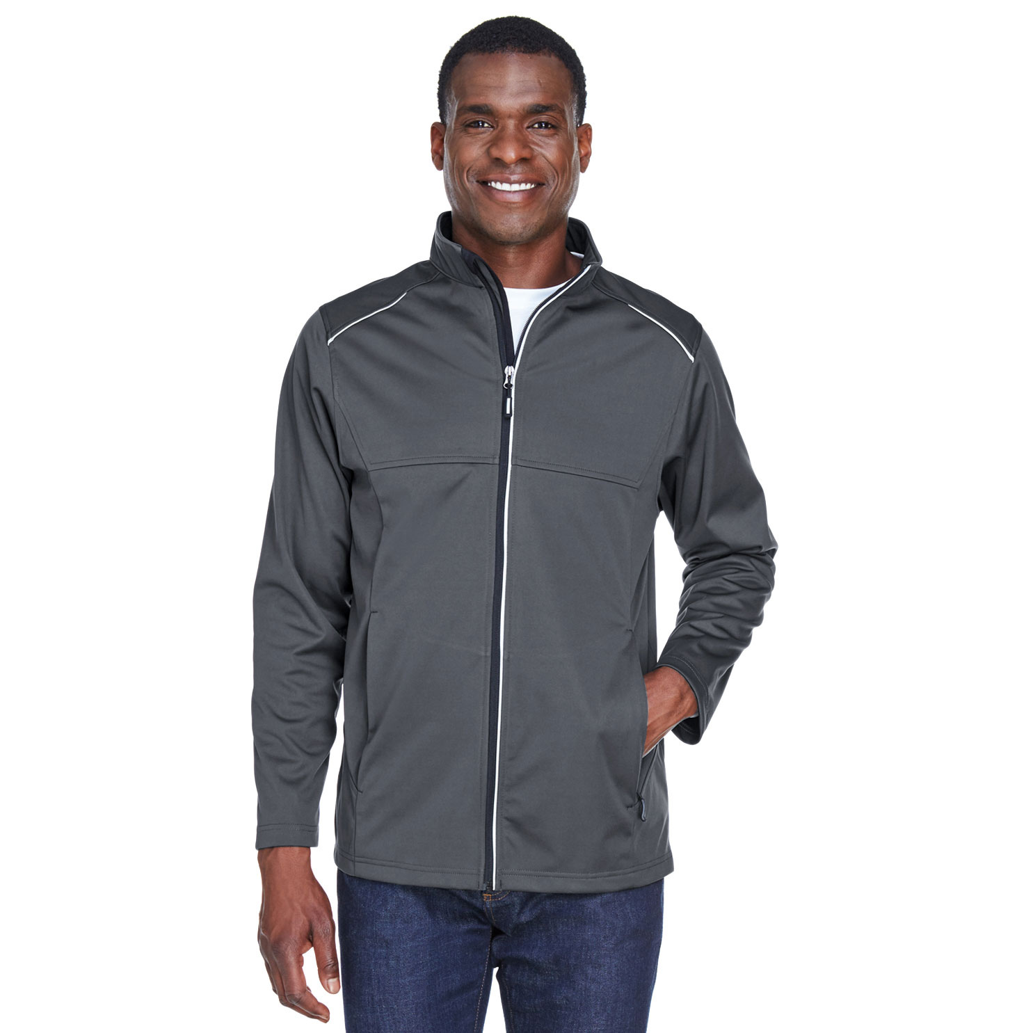 Core 365 CE708 Mens Techno Lite Three-Layer Knit Tech-Shell - Carbon ...