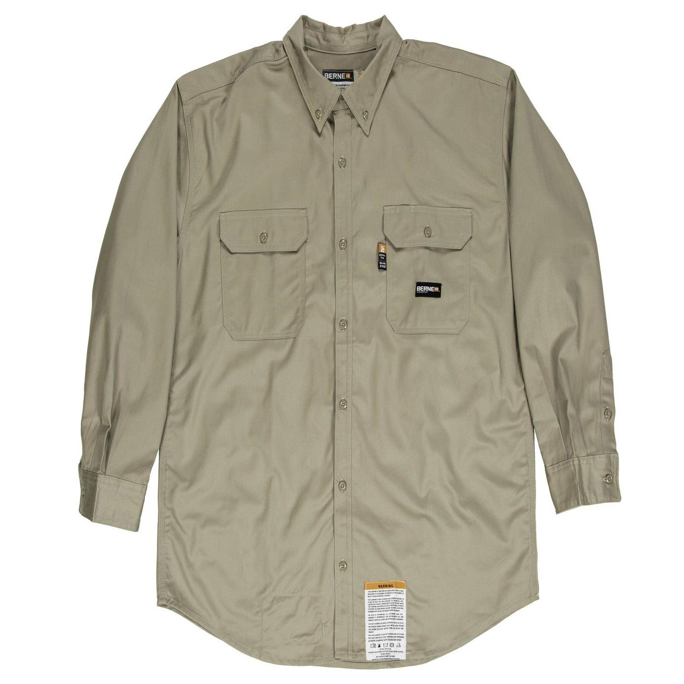 Berne FRSH10 Flame-Resistant Button-Down Work Shirt - Khaki | Full Source