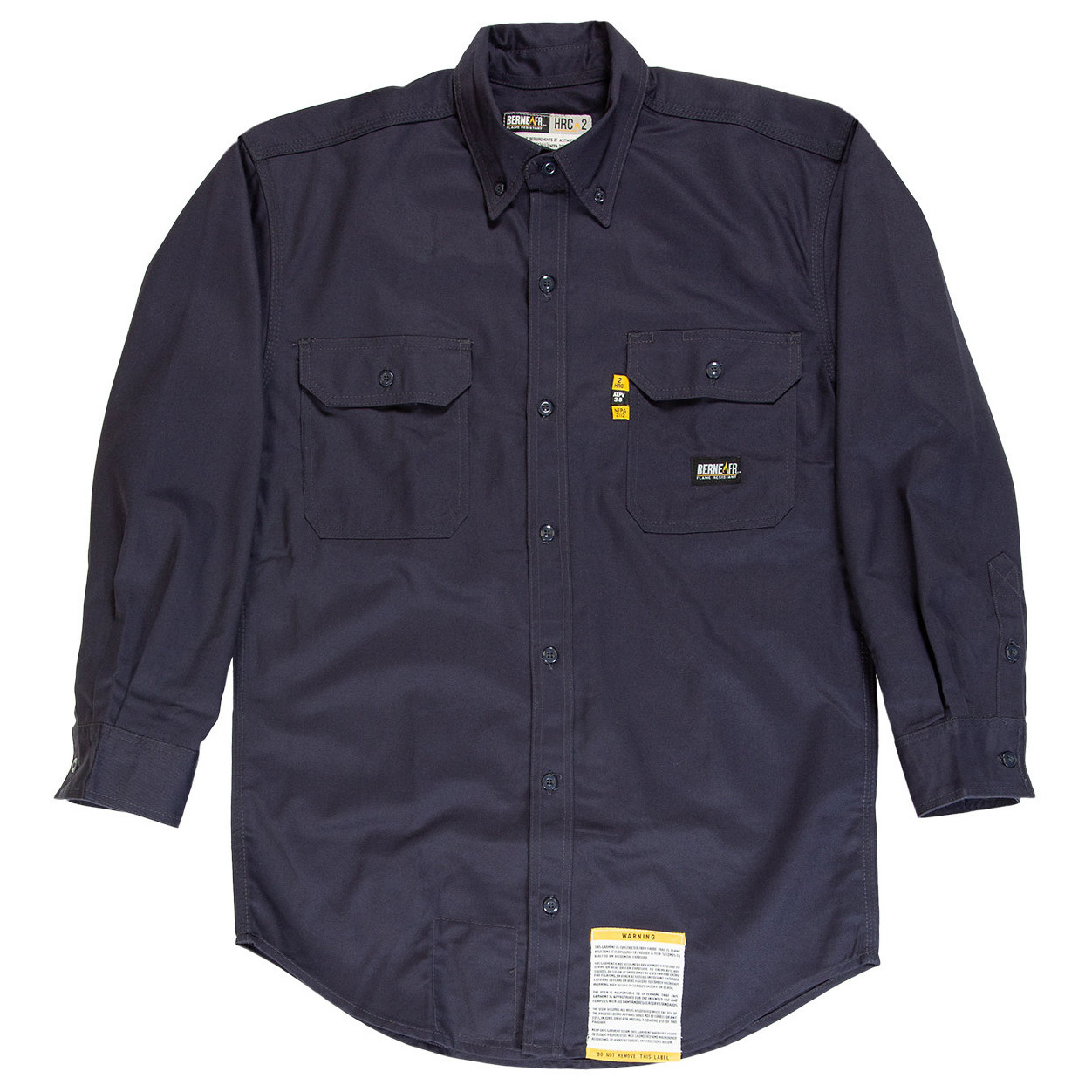 Berne FRSH10T Tall Flame-Resistant Button-Down Work Shirt - Navy | Full Source