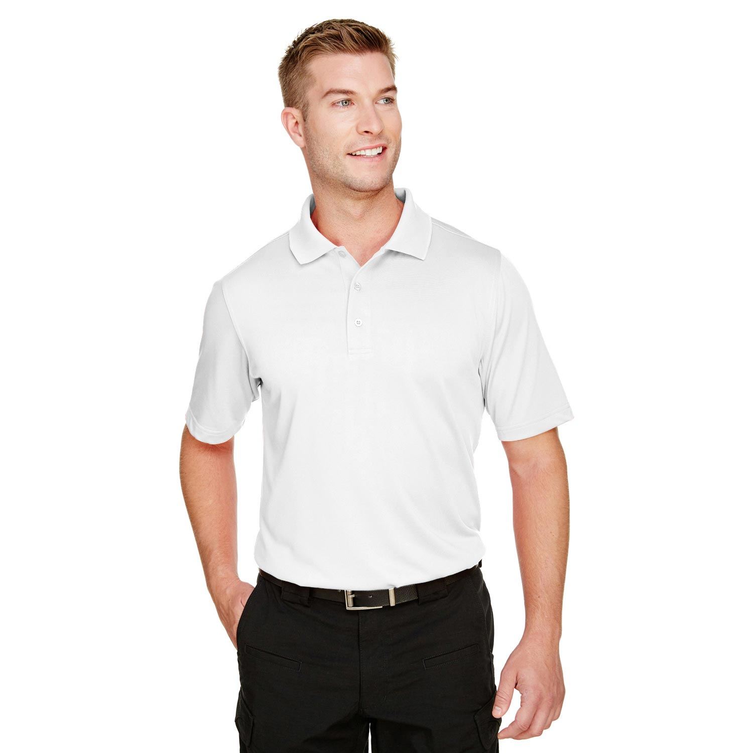 Harriton M348 Men's Advantage Snag Protection Plus IL Polo - White ...