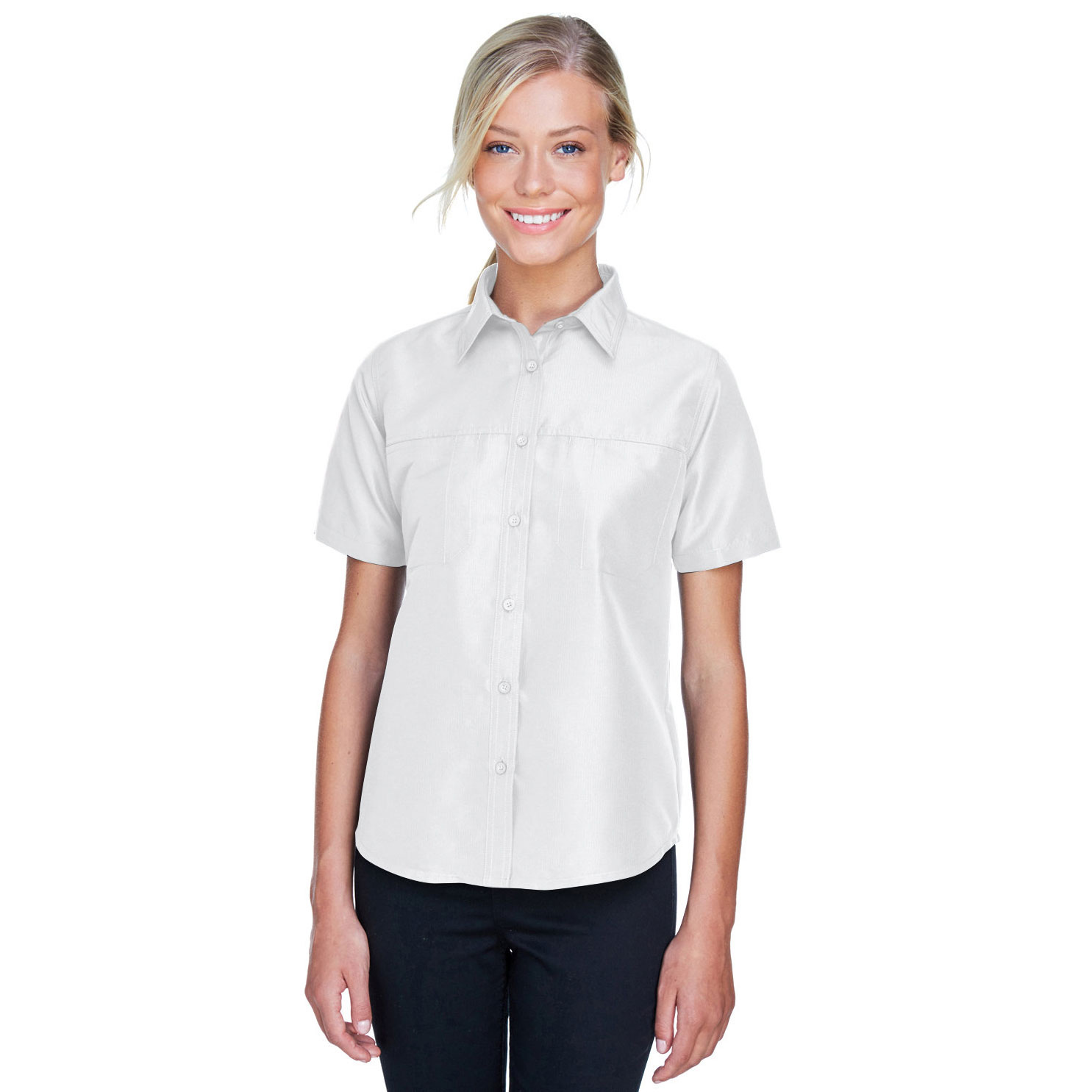 Harriton M580W Ladies Key West Short Sleeve Performance Staff Shirt ...