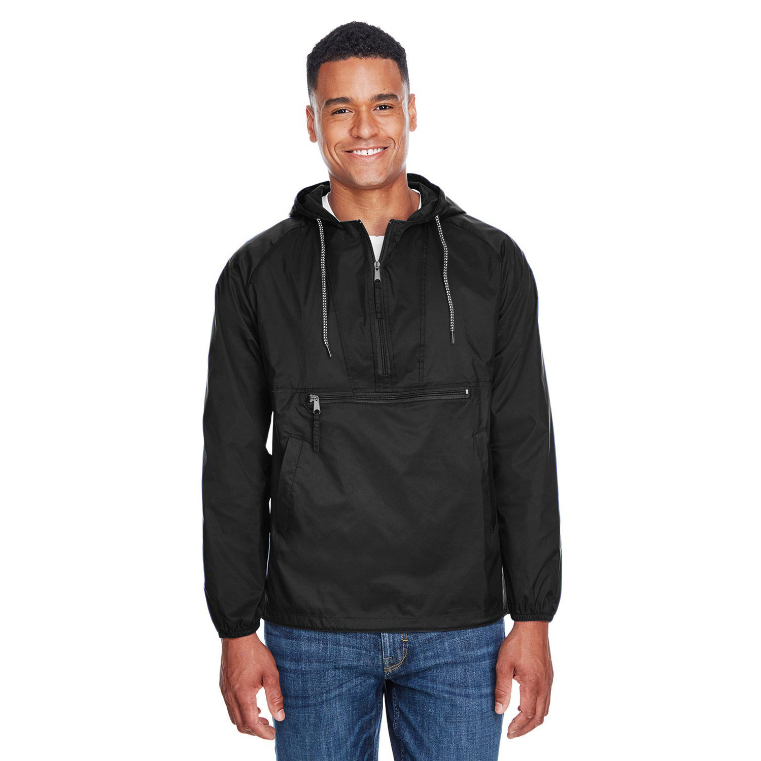 Harriton M750 Adult Packable Nylon Jacket - Black | Full Source