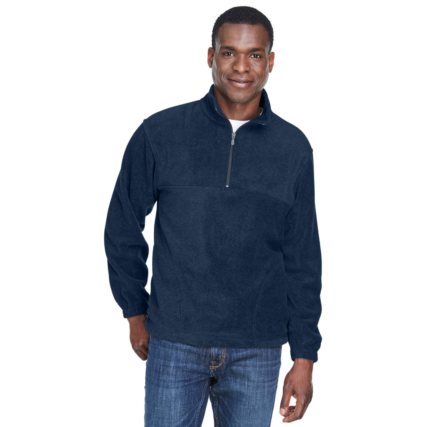 Harriton M980 Adult 8 oz. 1/4-Zip Fleece Pullover - Navy | Full Source