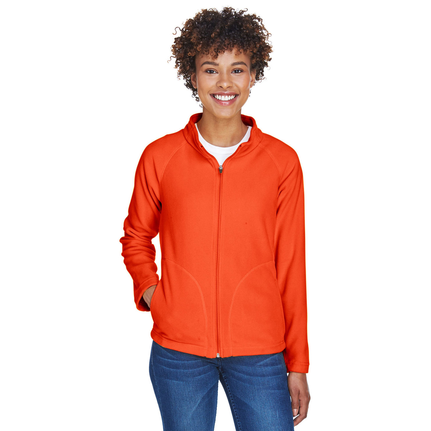 Team 365 TT90W Ladies Campus Microfleece Jacket - Sport Orange | Full ...