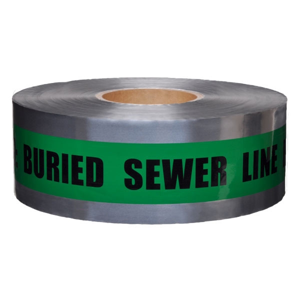 CAUTION BURIED SEWER LINE BELOW - Detectable Underground Warning Tape | Full Source