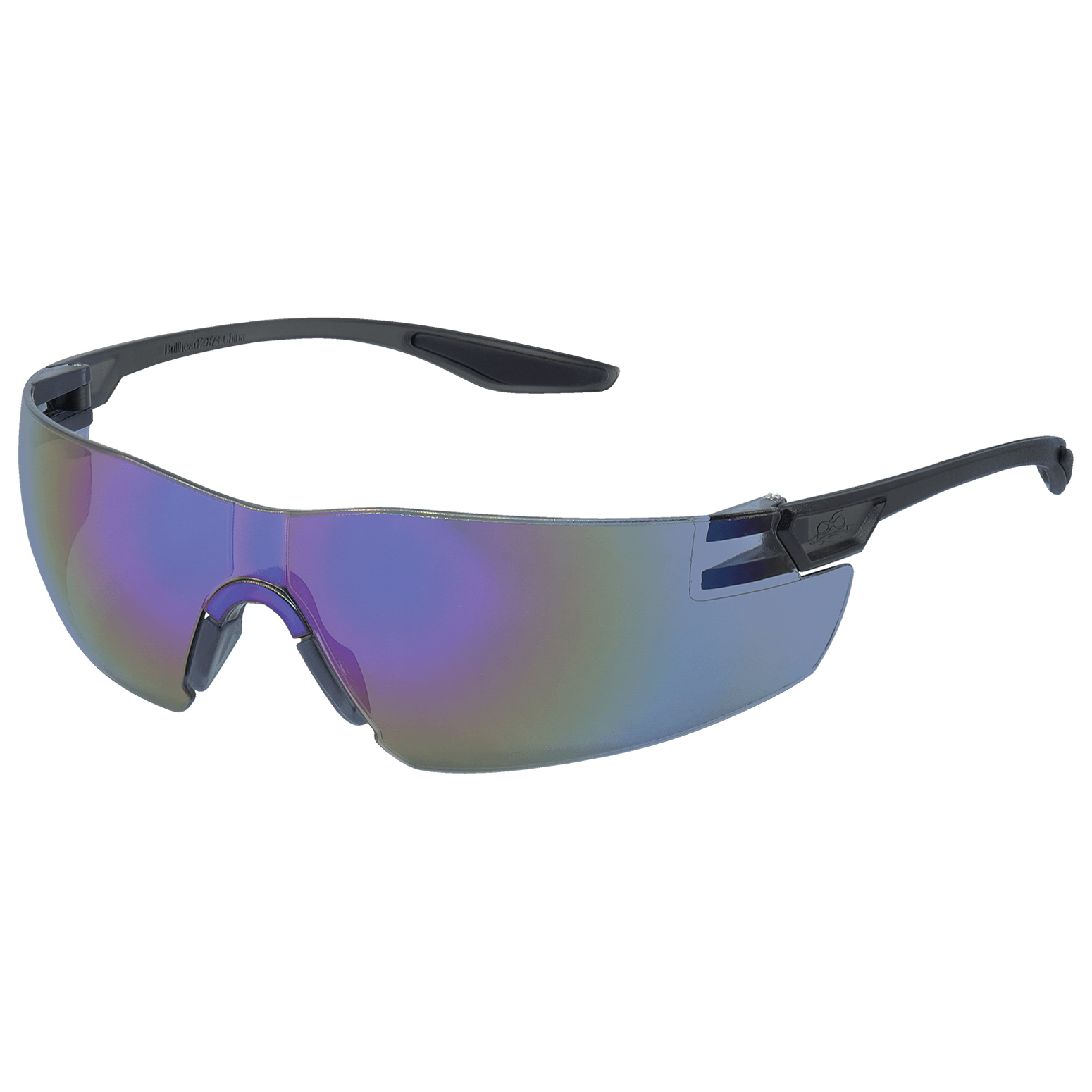 Bullhead Safety BH2819 Discus Safety Glasses - Black Frame - Blue Mirror Lens | Full Source
