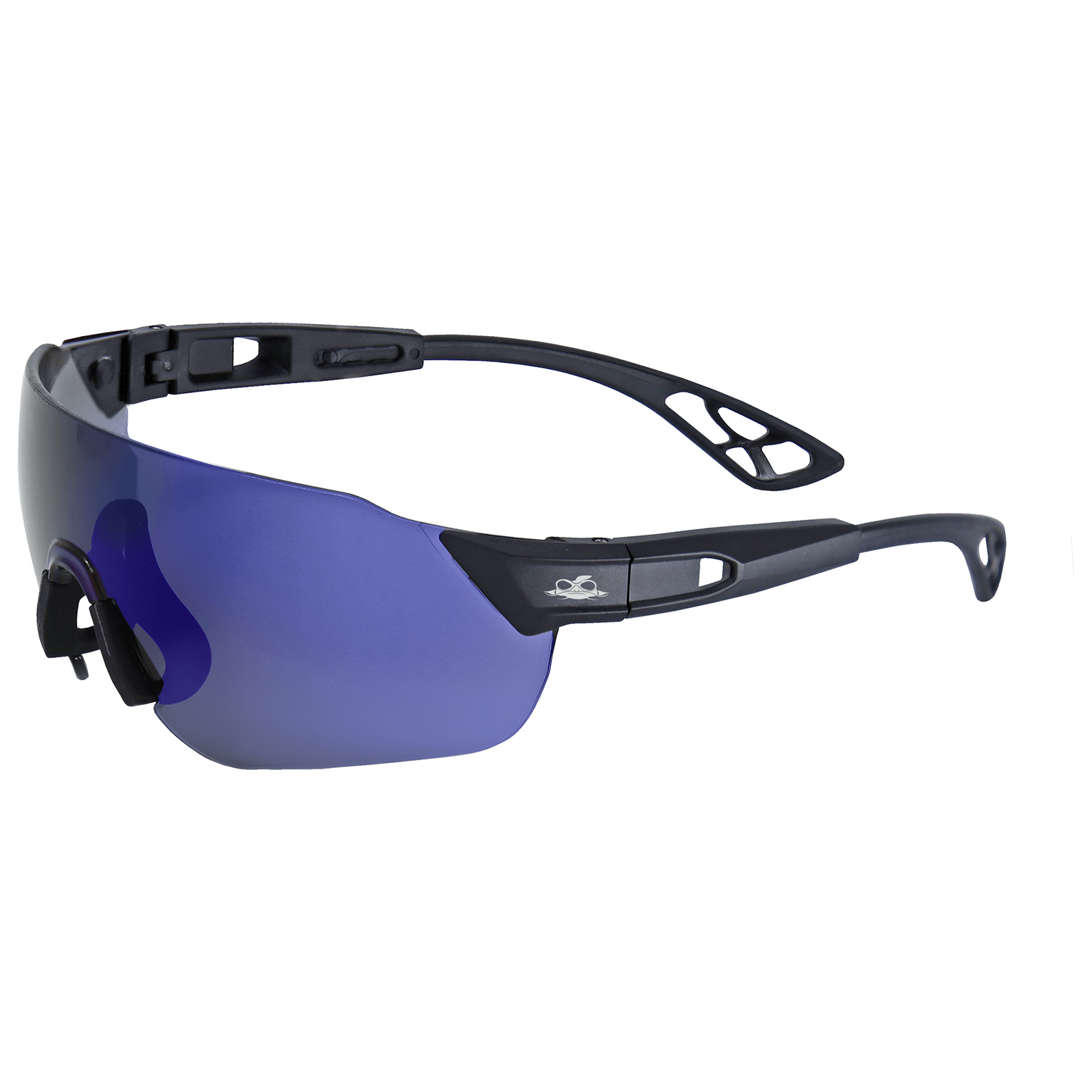 Bullhead Safety BH869AF Tetra Safety Glasses - Matte Black Temples - Blue Mirror Anti-Fog Lens ...