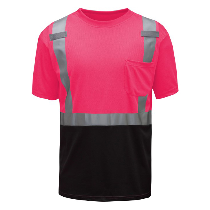 GSS Safety 5129 Non-ANSI Mult-Color Safety Shirt - Pink w/ Black Bottom ...