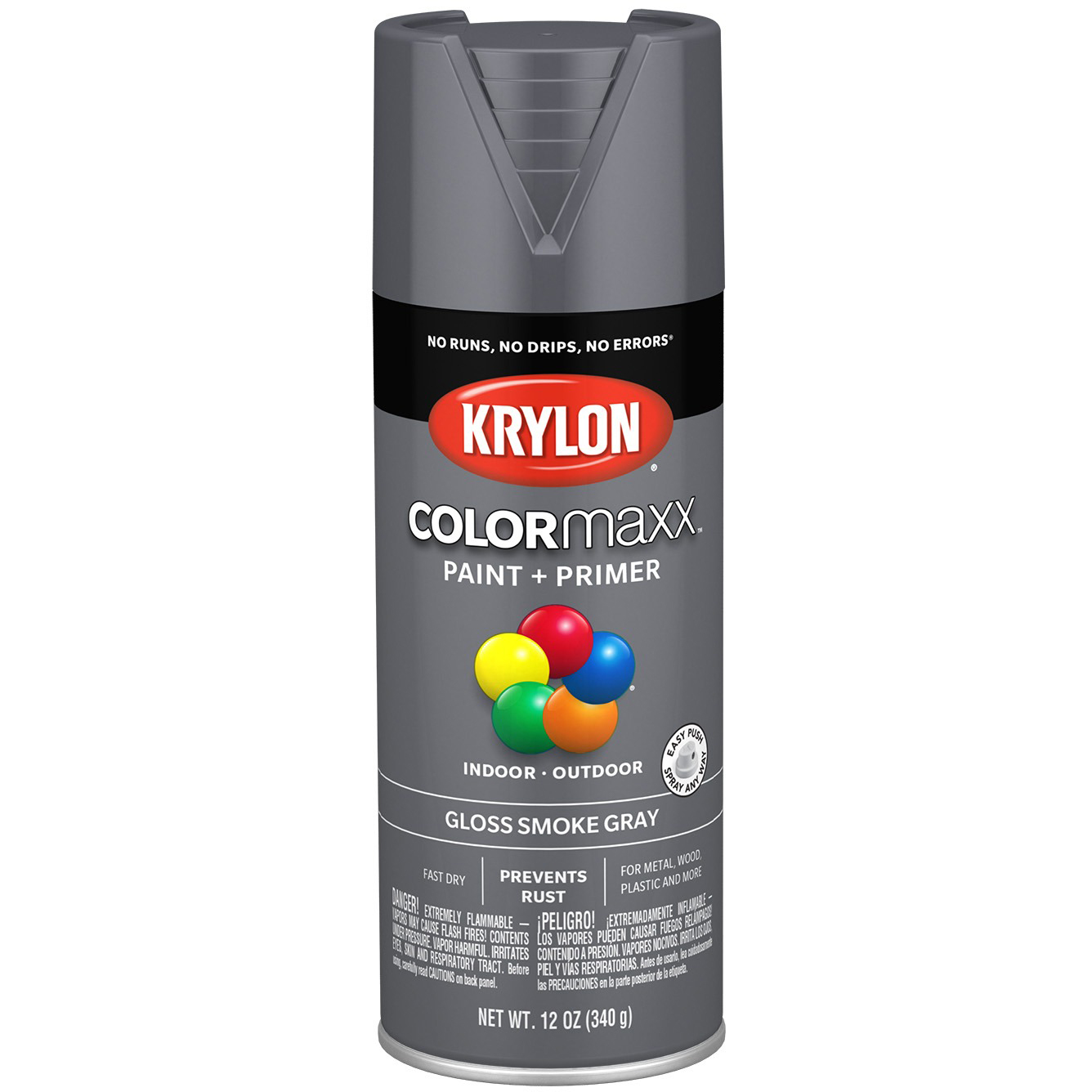 Krylon K05539007 COLORmaxx Paint + Primer - Gloss Smoke Gray - 12 oz ...