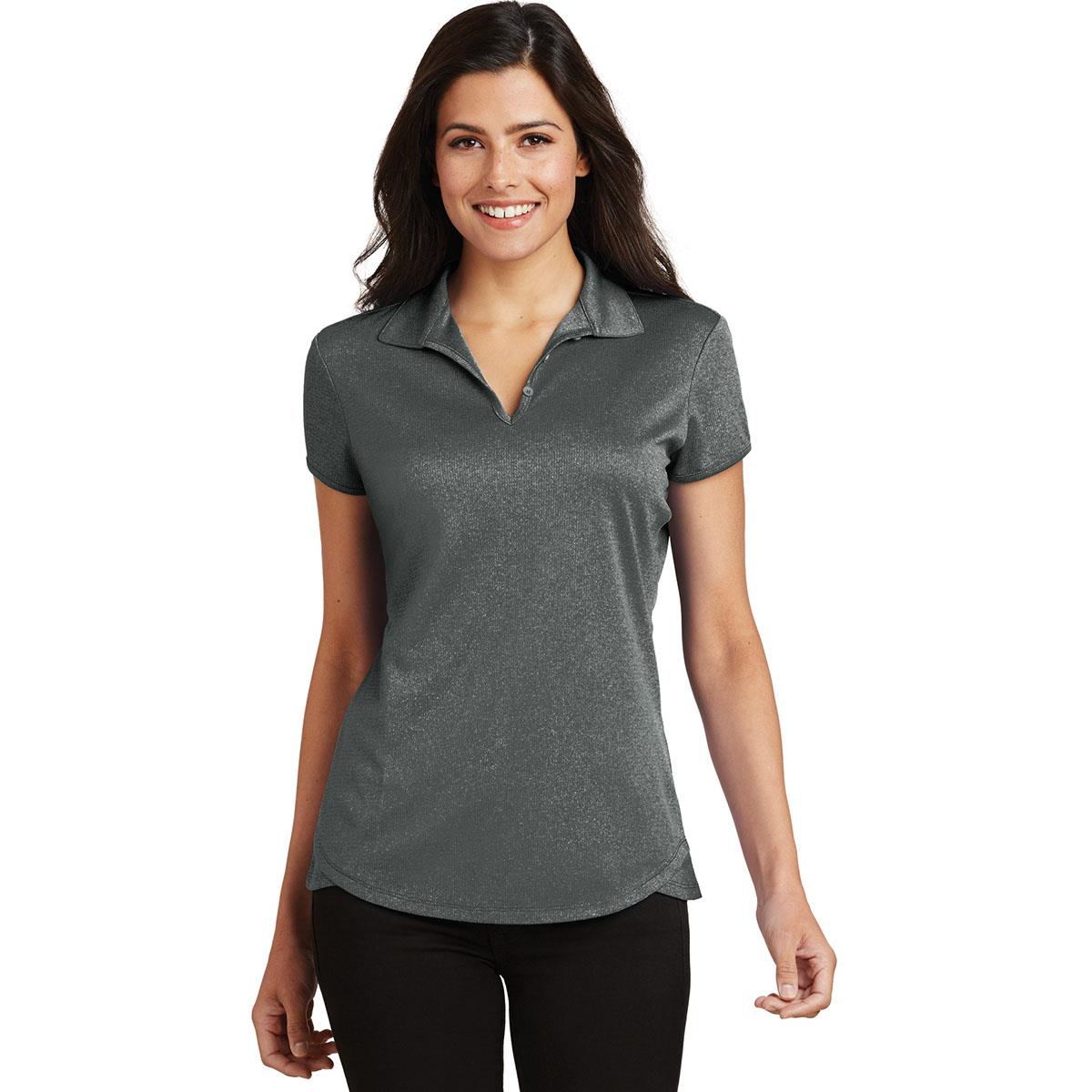 Port Authority L576 Ladies Trace Heather Polo - Charcoal Heather | Full ...