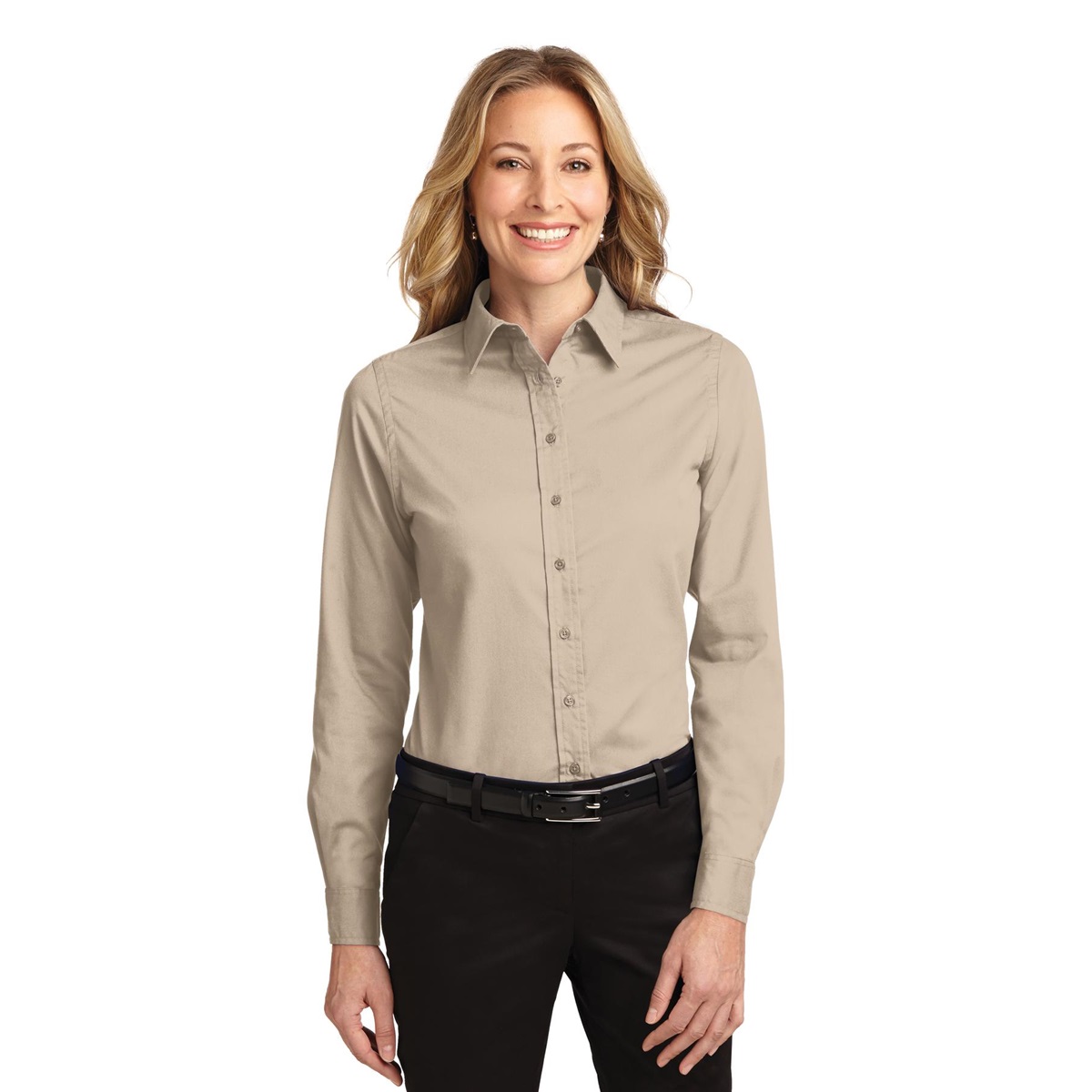 Port Authority L608 Ladies Long Sleeve Easy Care Shirt - Stone ...