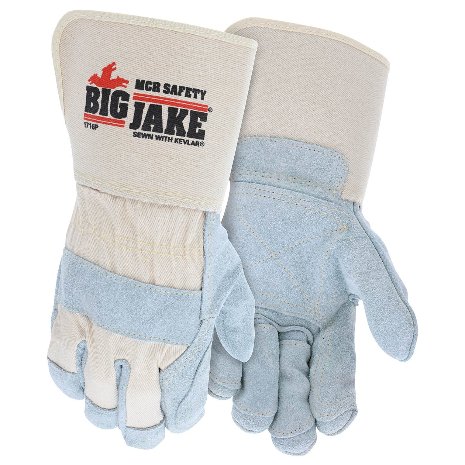 MCR Safety 1716P Big Jake Premium A+ Side Leather Double Palm Gloves ...