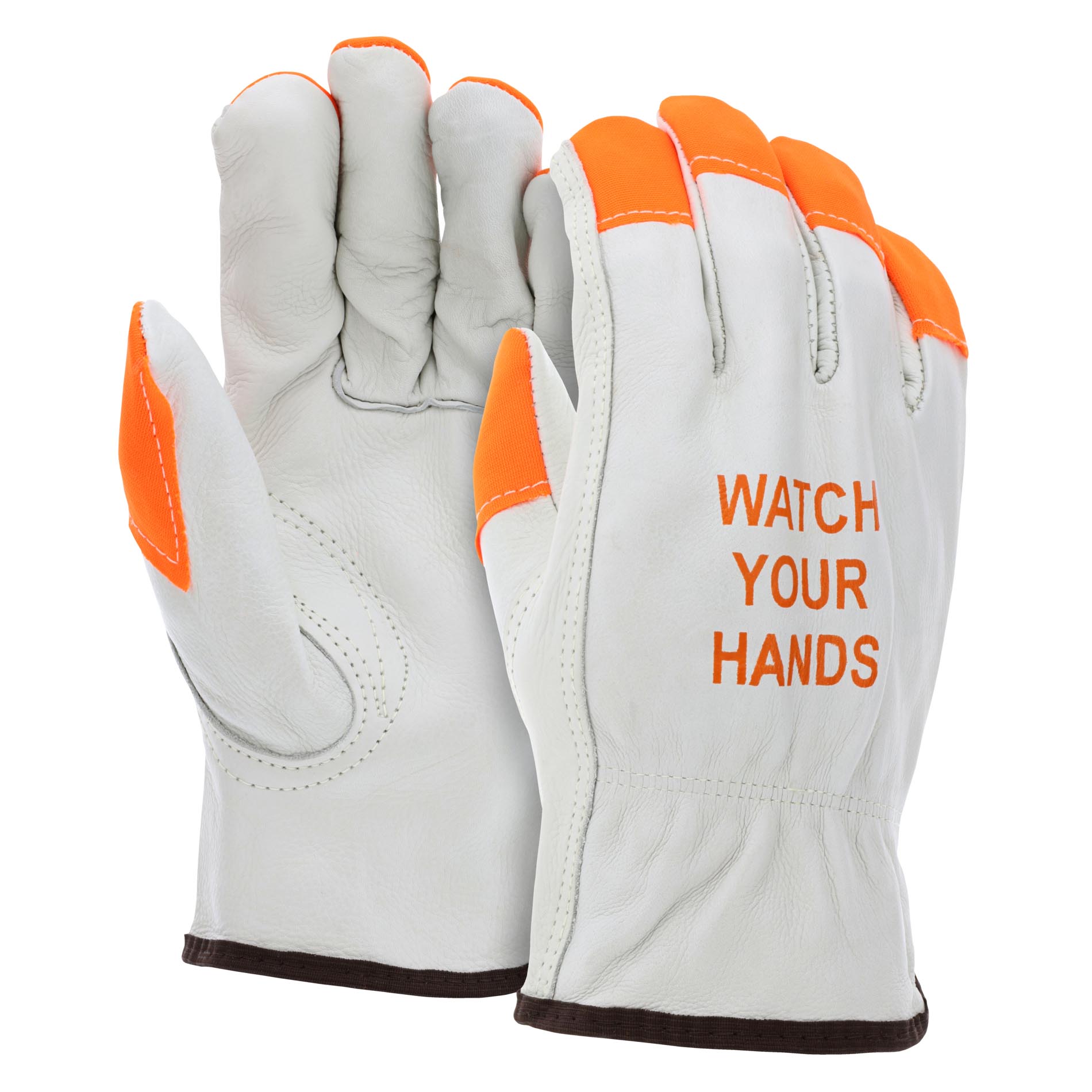 MCR Safety 3215HVI Economy Grade Cow Grain Driver Gloves - "Watch Your ...