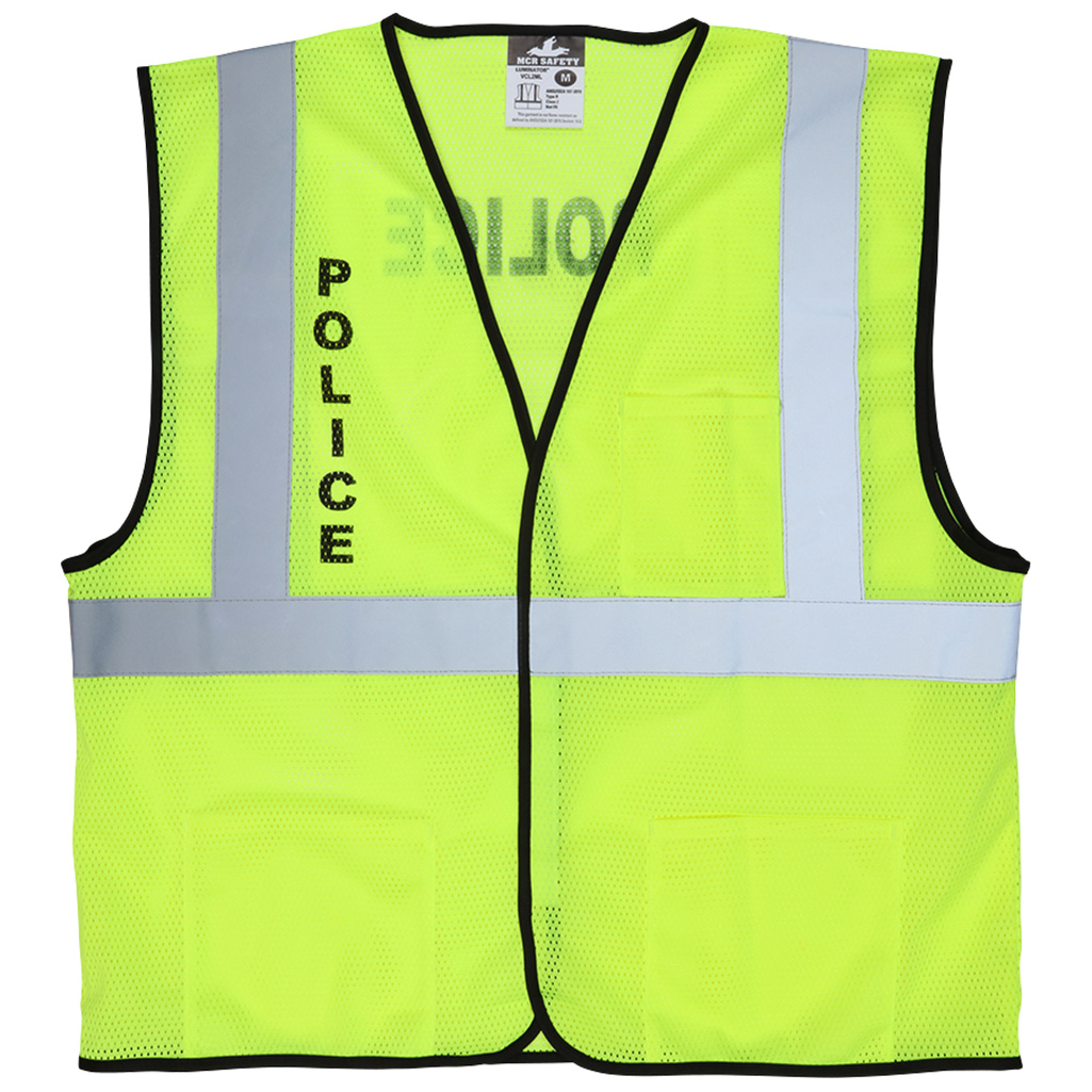 MCR Safety VCL2MLPLC Type R Class 2 Luminator Mesh POLICE Safety Vest ...