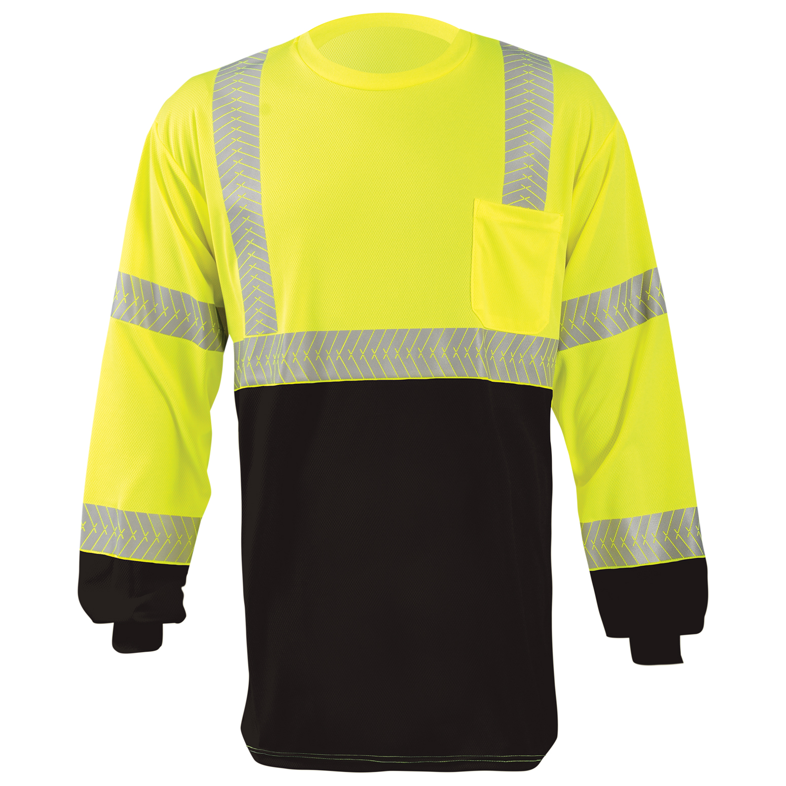 OccuNomix LUX-TLSP3BK Type R Class 3 Black Bottom Long Sleeve Safety T ...