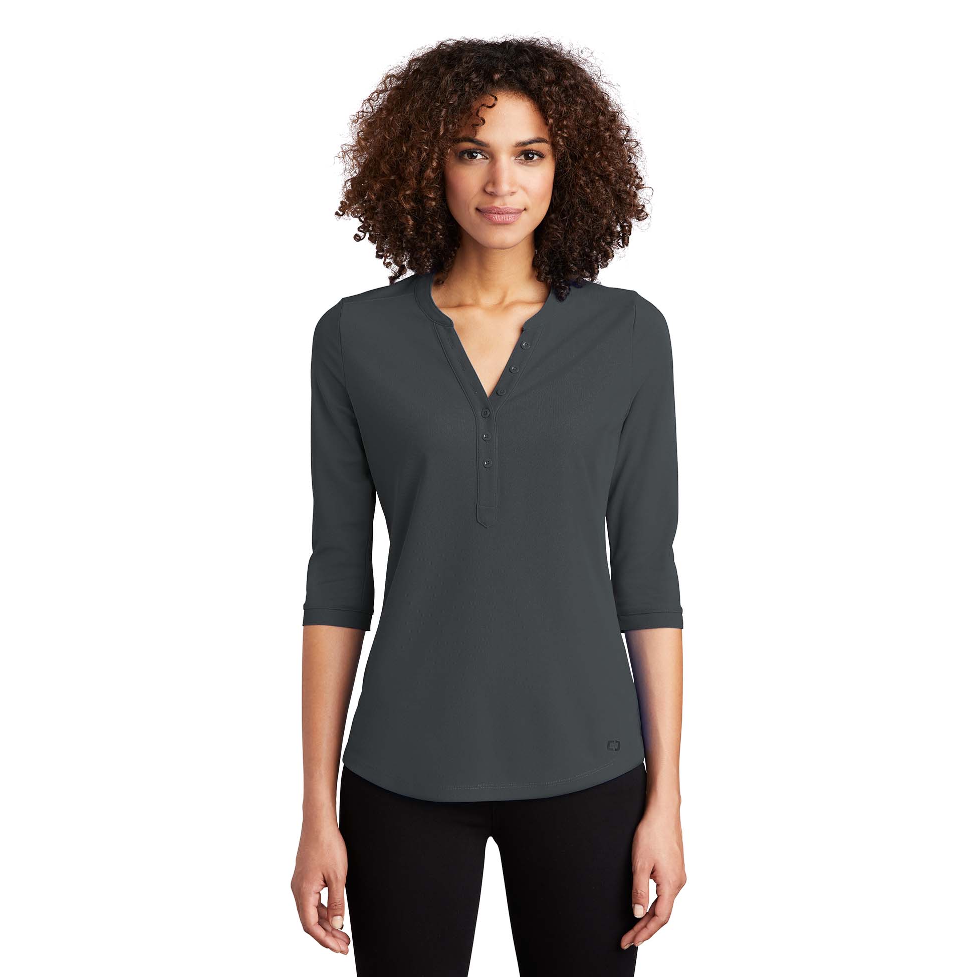 OGIO LOG104 Ladies Jewel Henley - Diesel Grey | Full Source