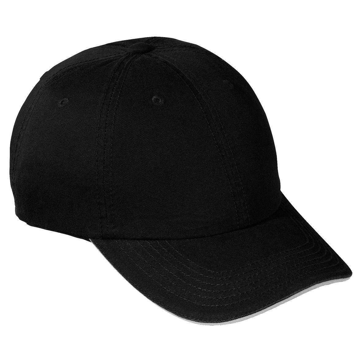 Port & Company CP79 Washed Twill Sandwich Bill Cap - Black/White | Full ...
