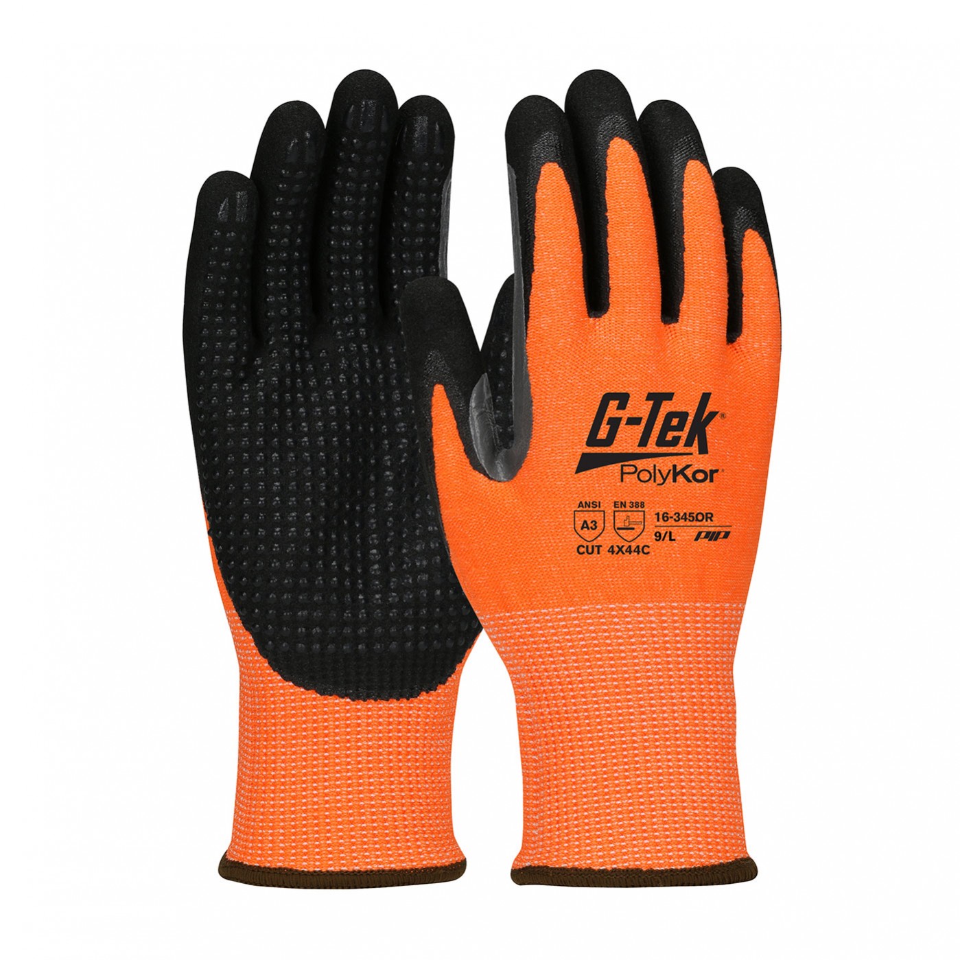 PIP 16-345OR G-Tek Hi-Vis Seamless Knit PolyKor Blended Gloves ...