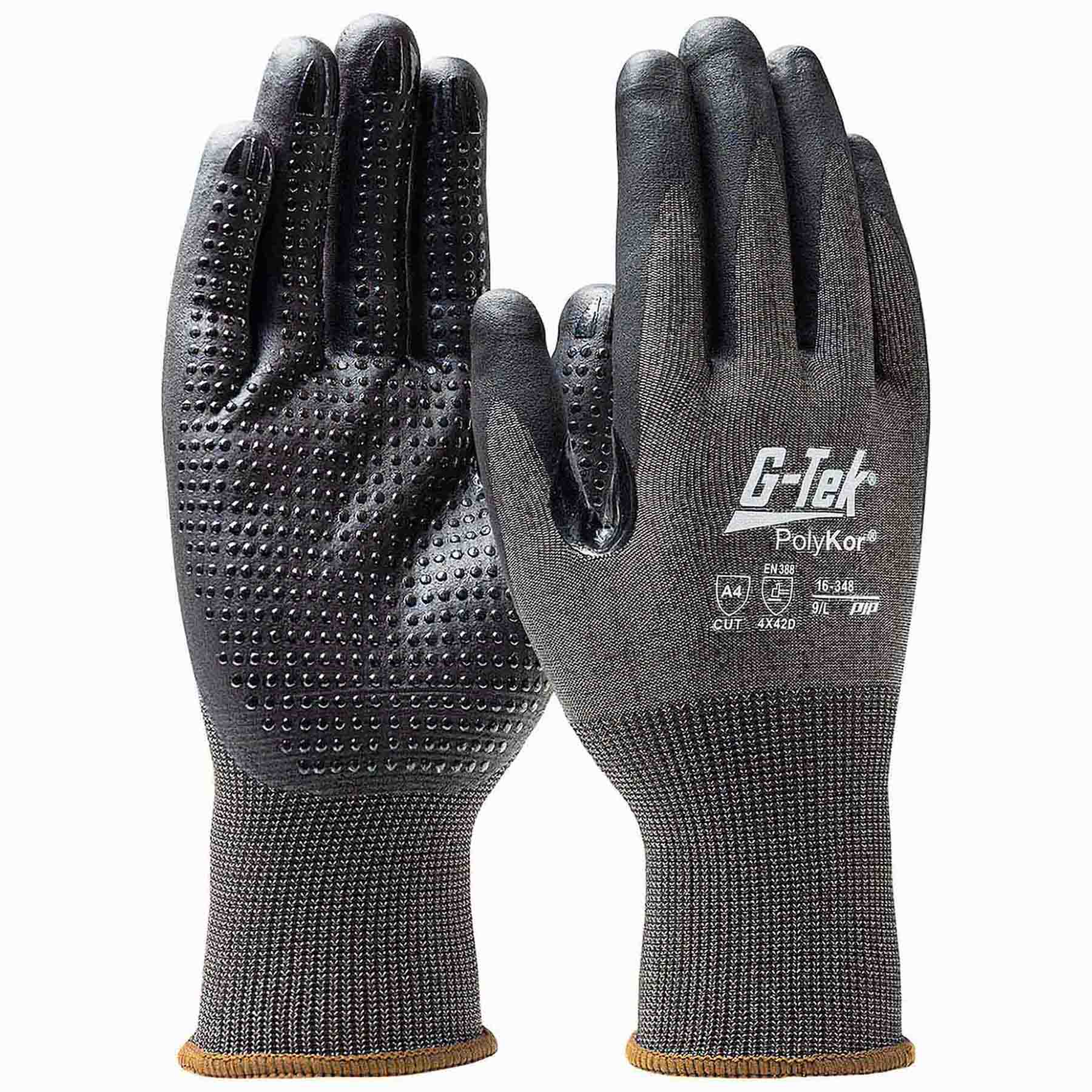 PIP 16-348 G-Tek PolyKor Seamless Knit PolyKor Gloves - Nitrile Coated ...