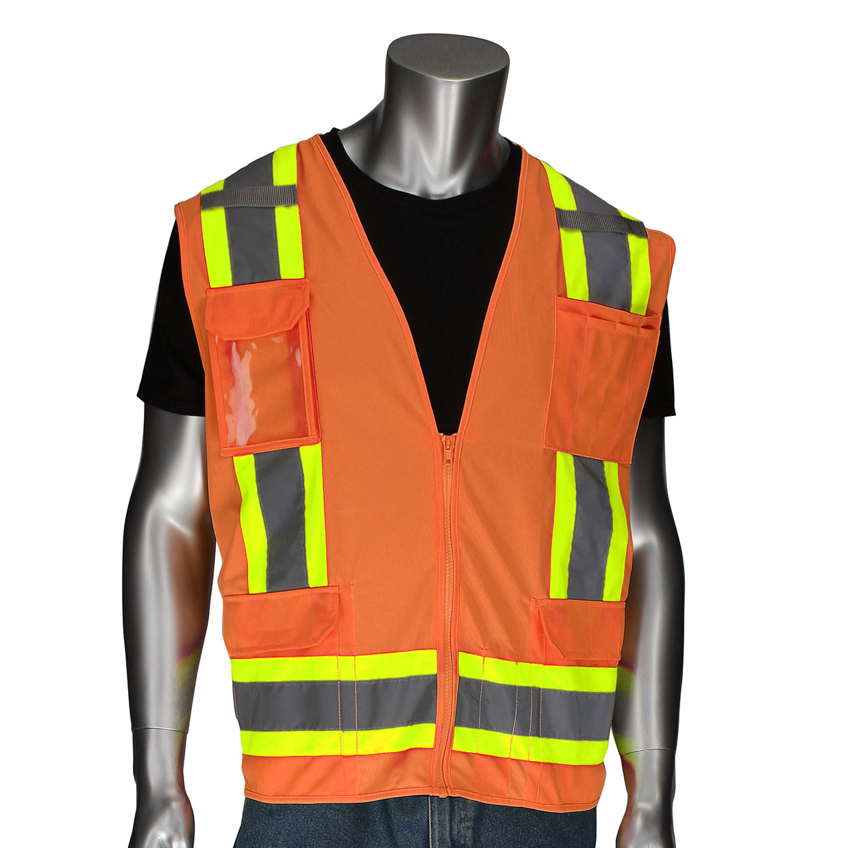 PIP 302-0500D Type R Class 2 Two-Tone Solid Front Surveyor Safety Vest ...