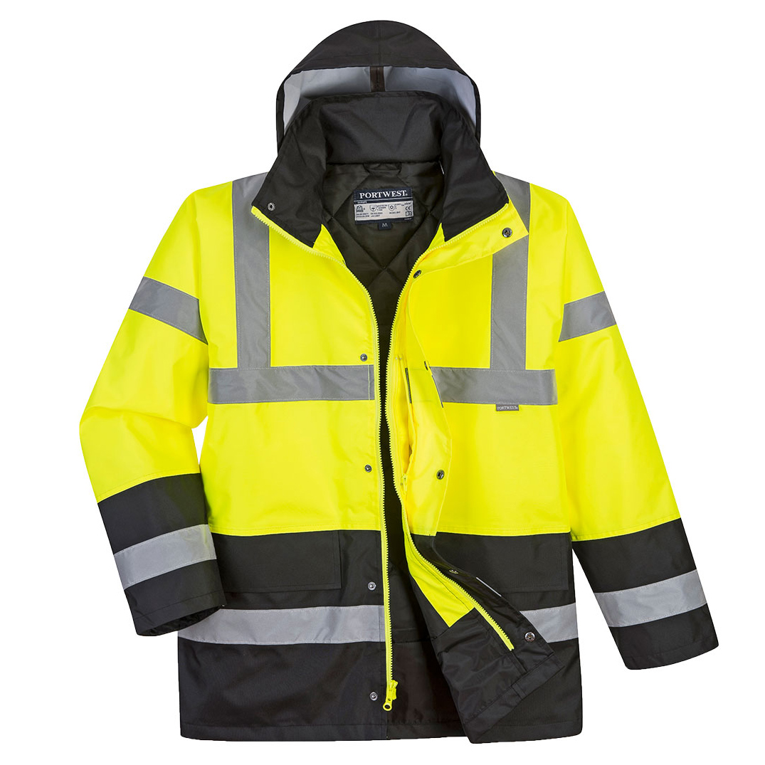 Portwest US466 Type R Class 3 Hi-Vis Traffic Black Bottom Safety Jacket ...