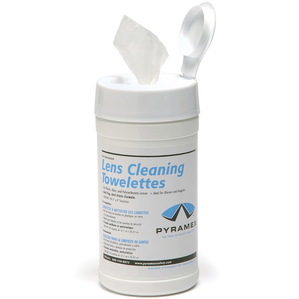 Pyramex LCC100 Canister with 100 Lens Cleaning Towelettes | Full Source