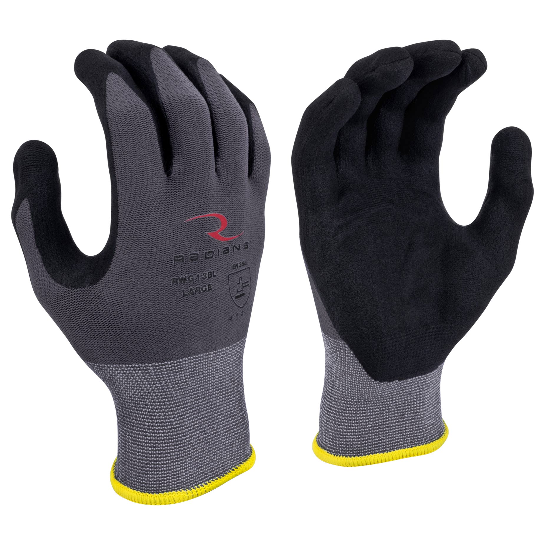 Radians RWG13B Micro Foam Nitrile Coated Palm Work Gloves | Full Source