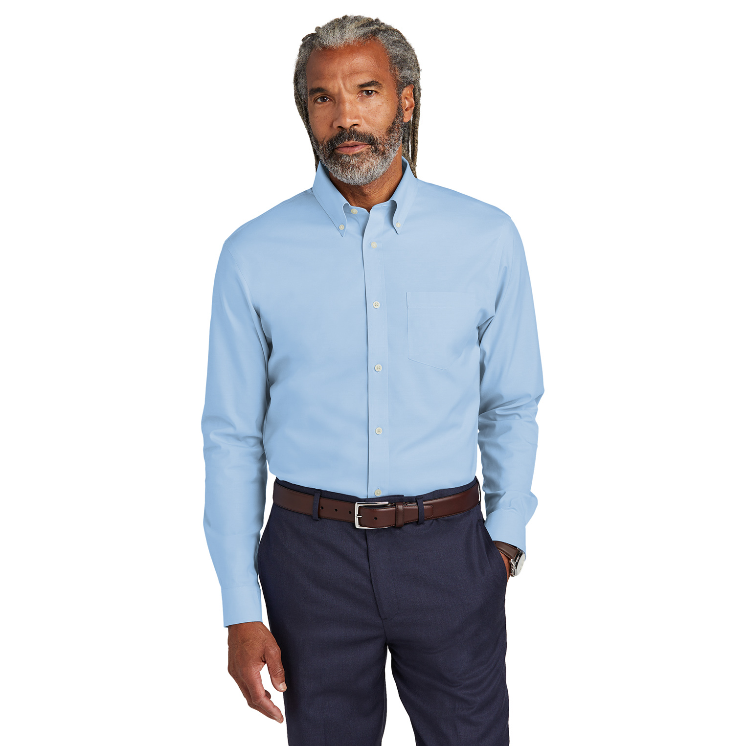 Brooks Brothers BB18000 Wrinkle-Free Stretch Pinpoint Shirt - Newport ...