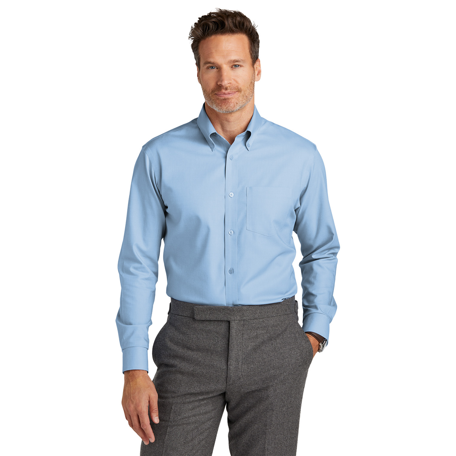 Brooks Brothers BB18002 Wrinkle-Free Stretch Nailhead Shirt - Newport ...