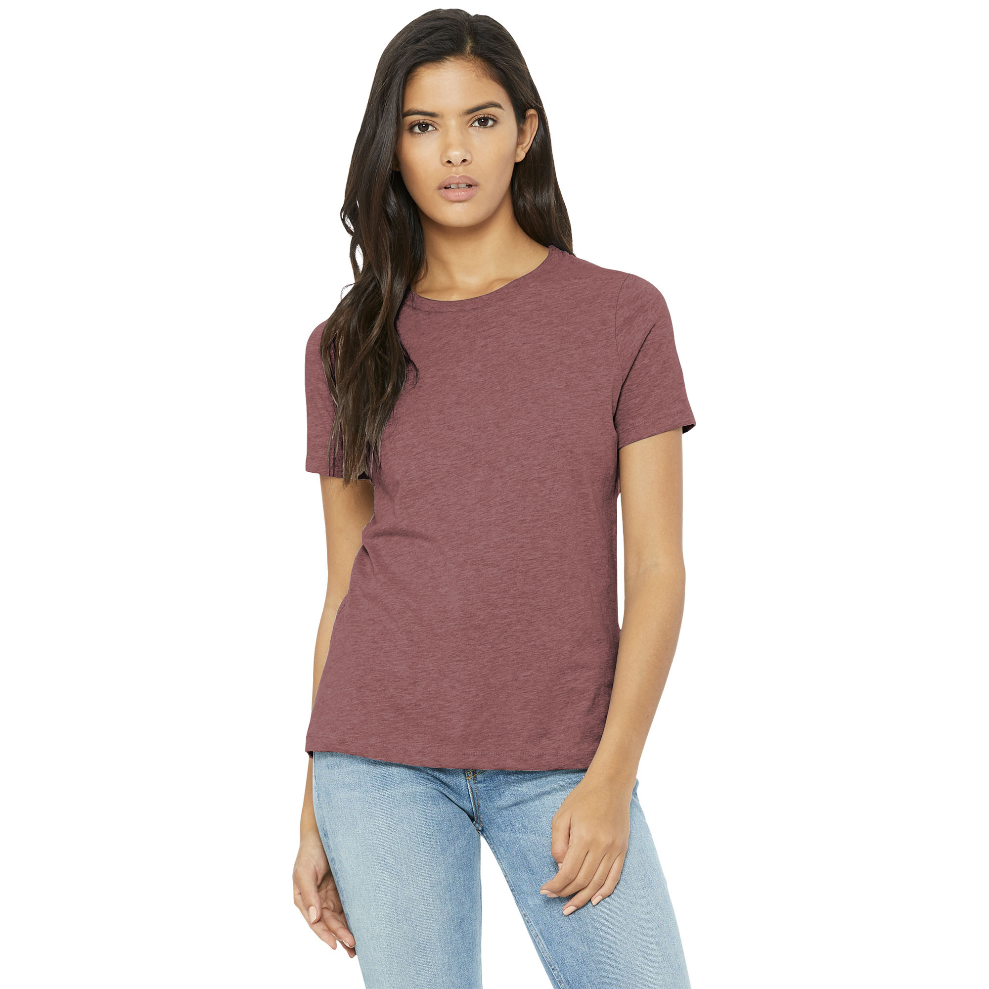 Bella + Canvas BC6400CVC Women's Relaxed CVC Tee - Heather Mauve | Full ...