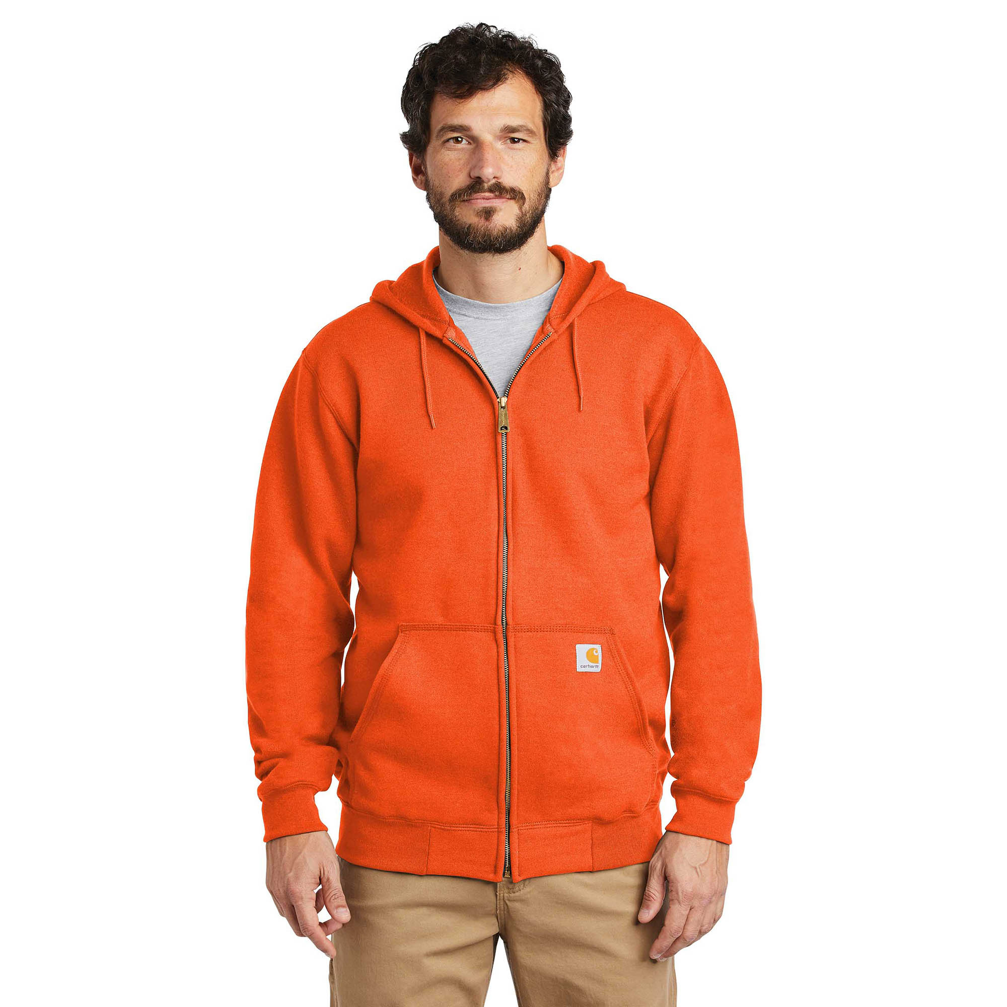 Carhartt K122 Midweight Hooded Zip-Front Sweatshirt - Brite Orange ...