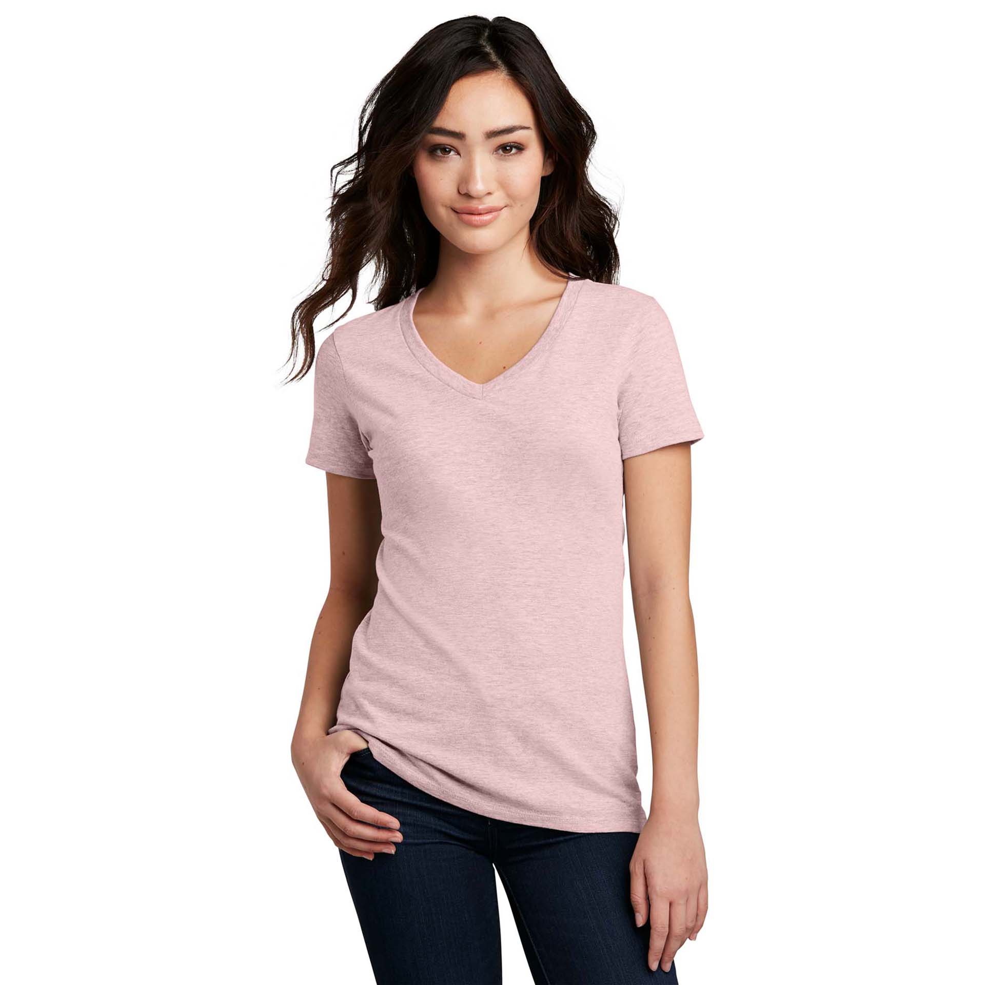 District DM1190L Women's Perfect Blend V-Neck Tee - Heathered Lavender ...