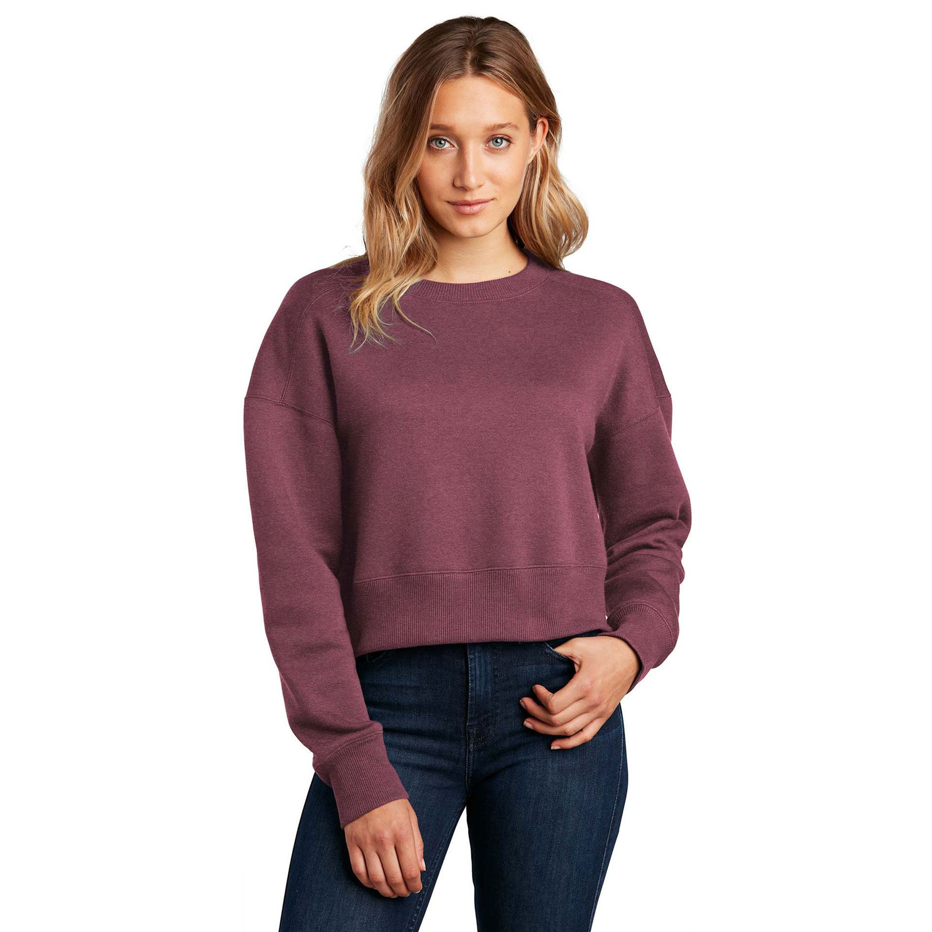 District DT1105 Women's Perfect Weight Fleece Cropped Crew - Heathered ...