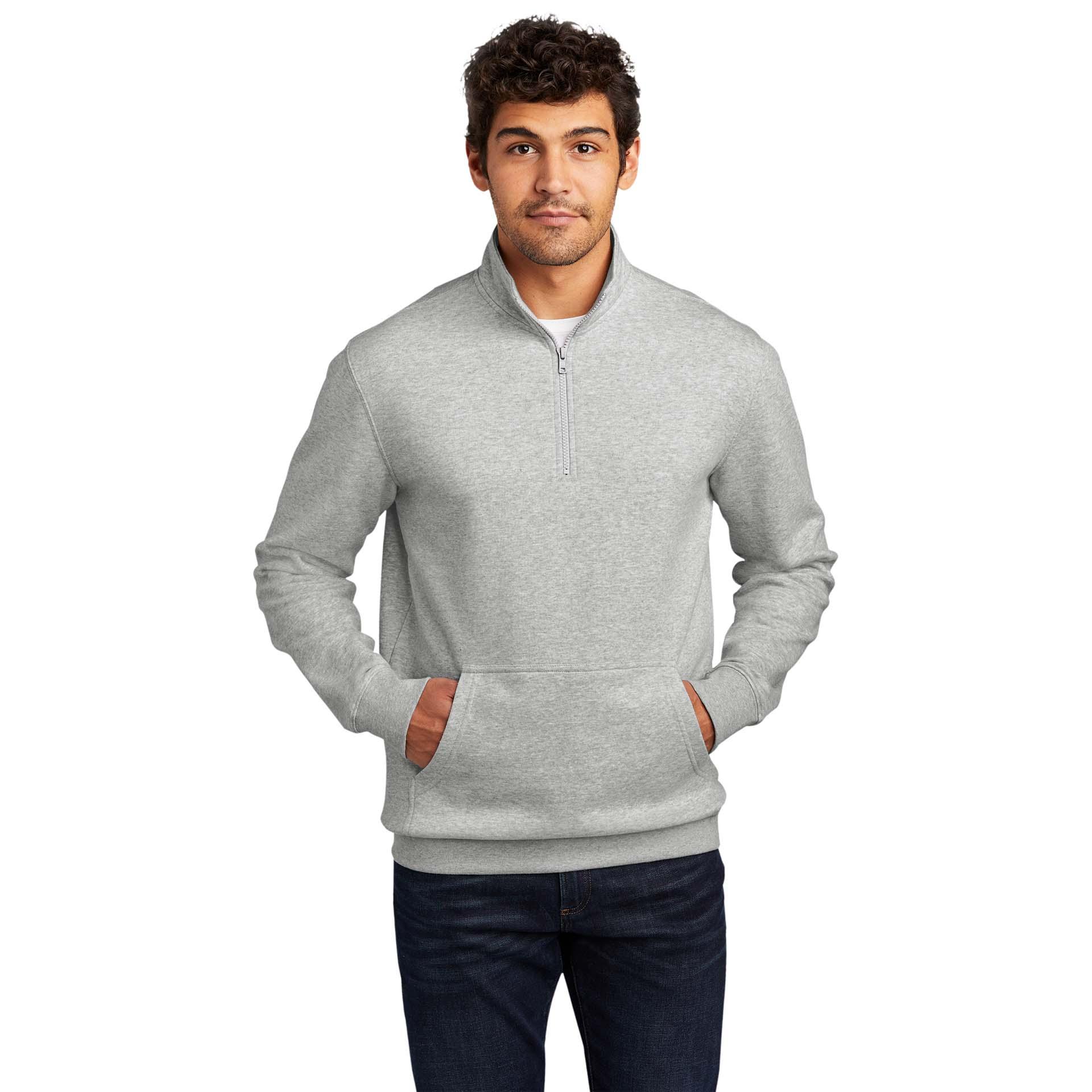 District DT6106 V.I.T. Fleece 1/4-Zip Pullover - Light Heather Grey ...
