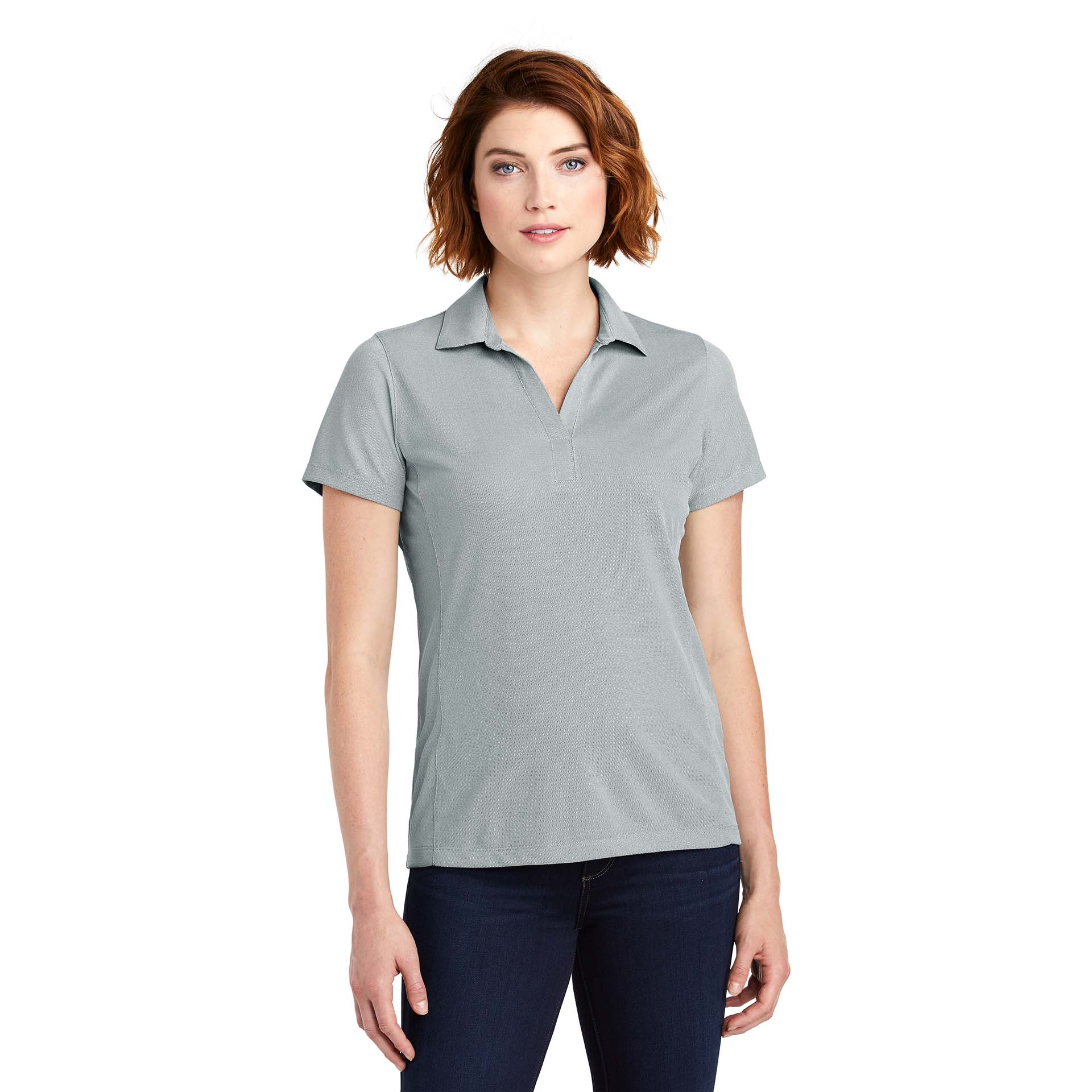Port Authority LK582 Ladies Poly Oxford Pique Polo - Gusty Grey | Full ...