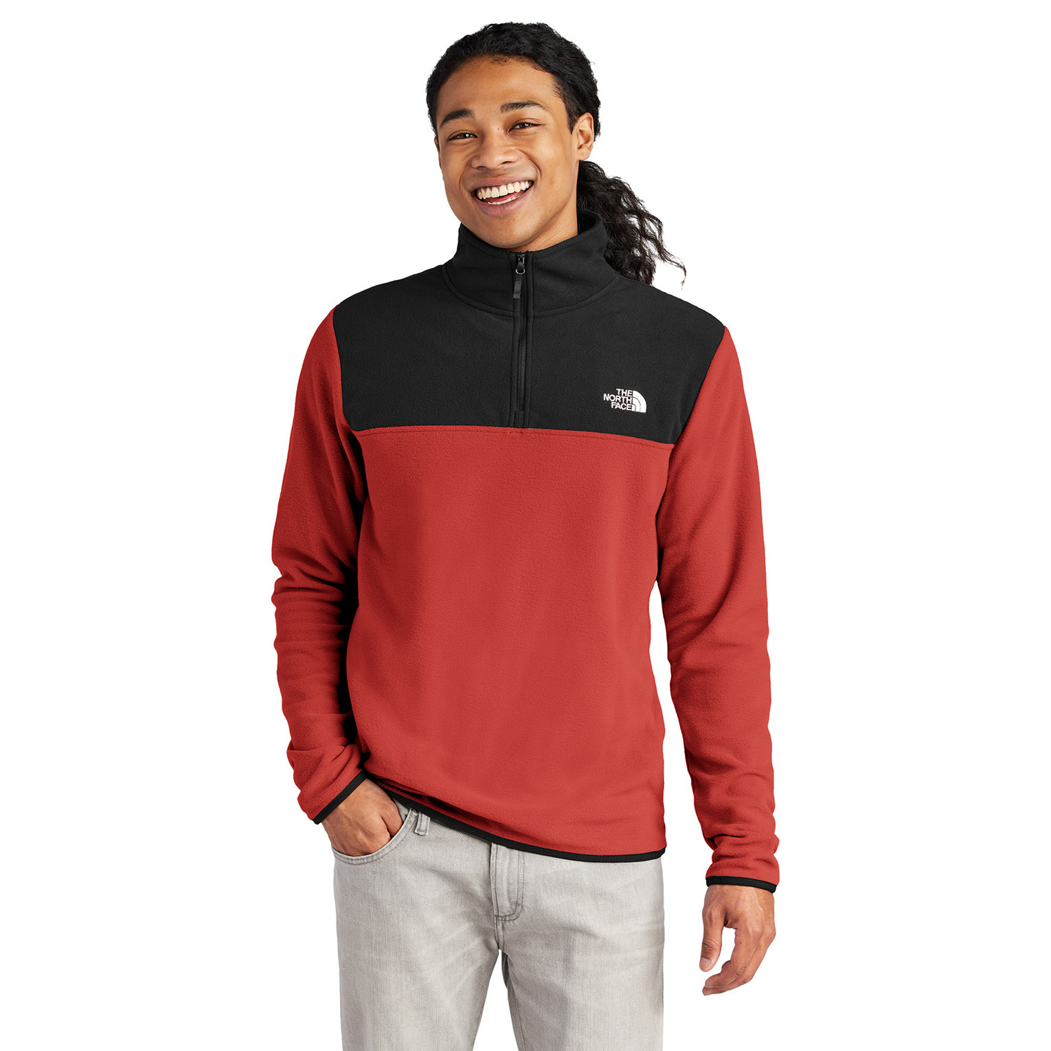 The North Face NF0A7V4L Glacier 1/4-Zip Fleece - Rage Red/TNF Black ...