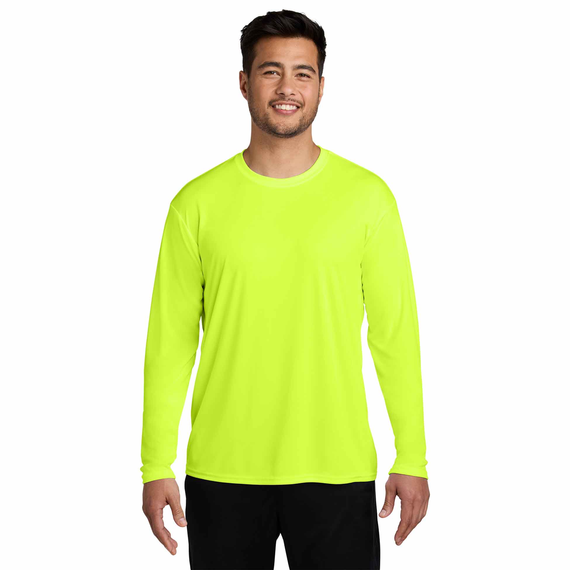 Port & Company PC380LS Long Sleeve Performance Tee - Neon Yellow | Full ...
