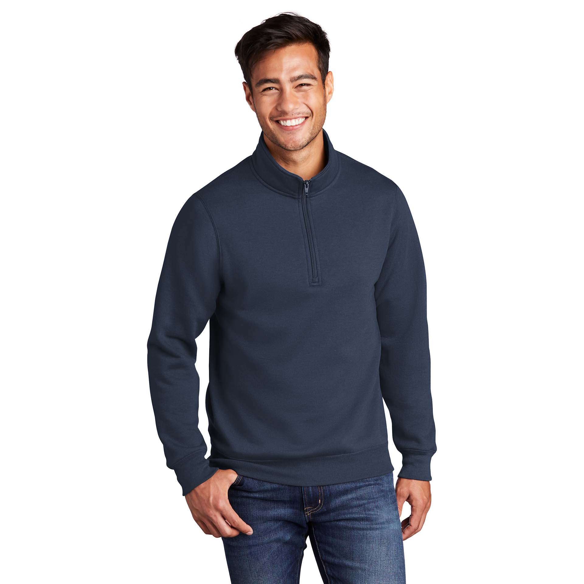 Port & Company PC78Q Core Fleece 1/4-Zip Pullover Sweatshirt - Navy ...