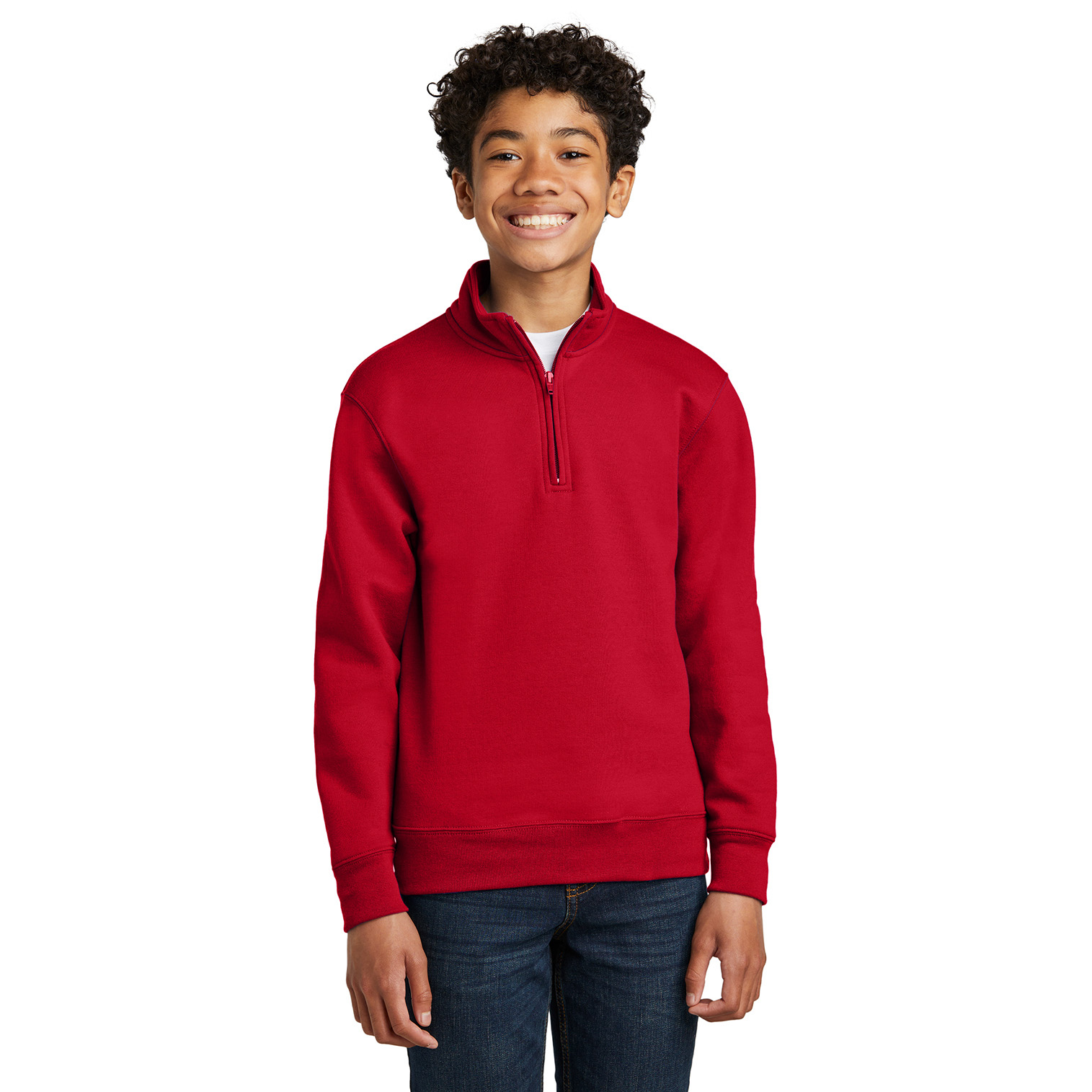 Port & Company PC78YQ Youth Core Fleece 1/4-Zip Sweatshirt - Red | Full ...
