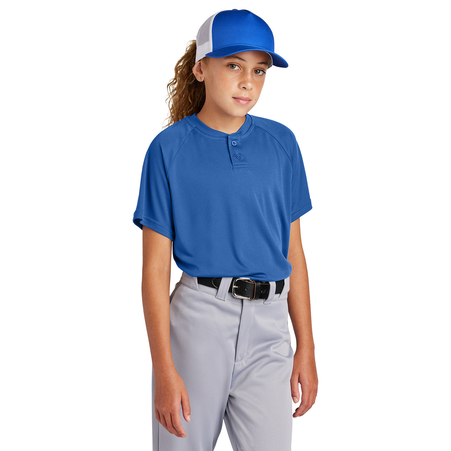 Sport-Tek YST359 PosiCharge Competitor 2-Button Henley - True Royal ...