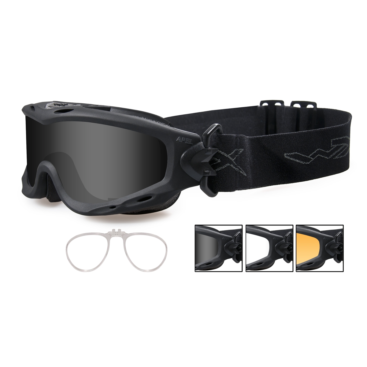 Wiley X Spear Goggles w/ RX Insert - Black Frame - Grey, Clear & Rust ...